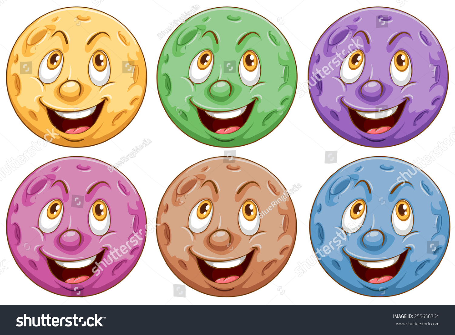 Colourful Planets Faces On White Background Stock Vector (Royalty Free ...