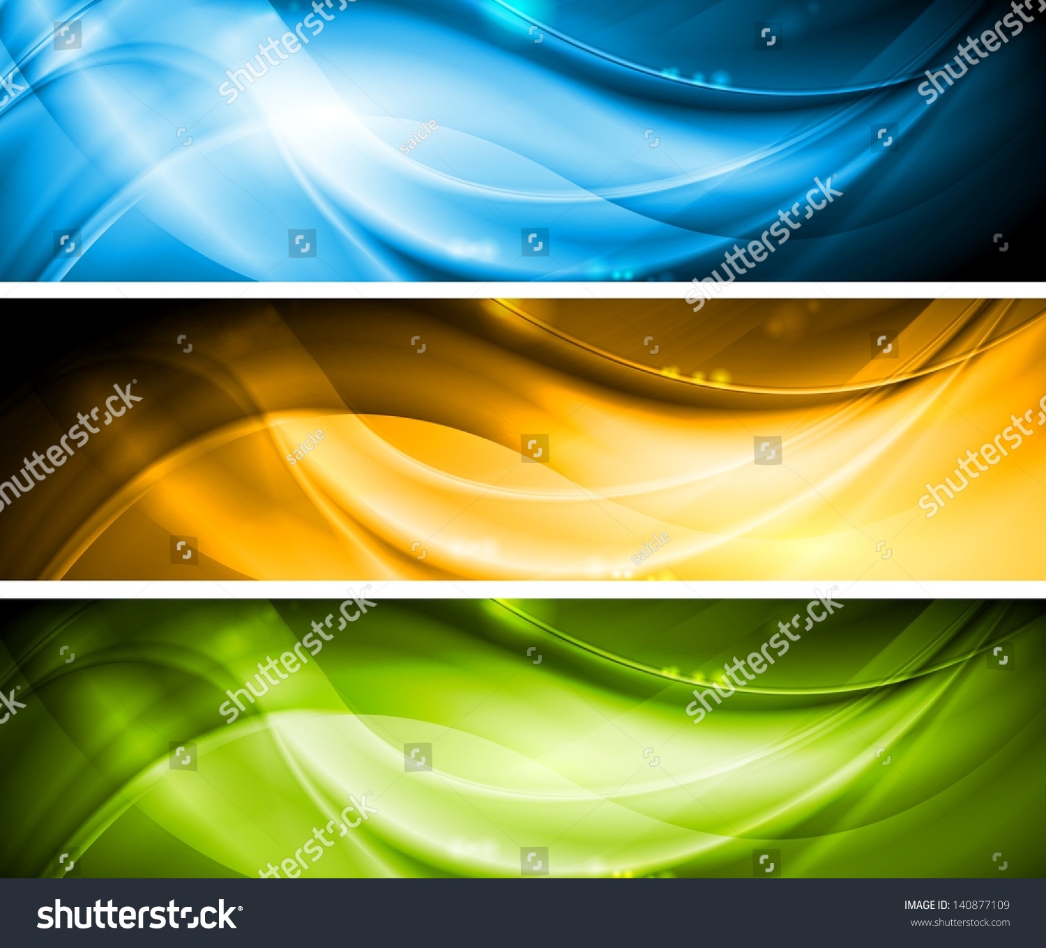 Colourful Wavy Banners Collection Vector Template Stock Vector ...