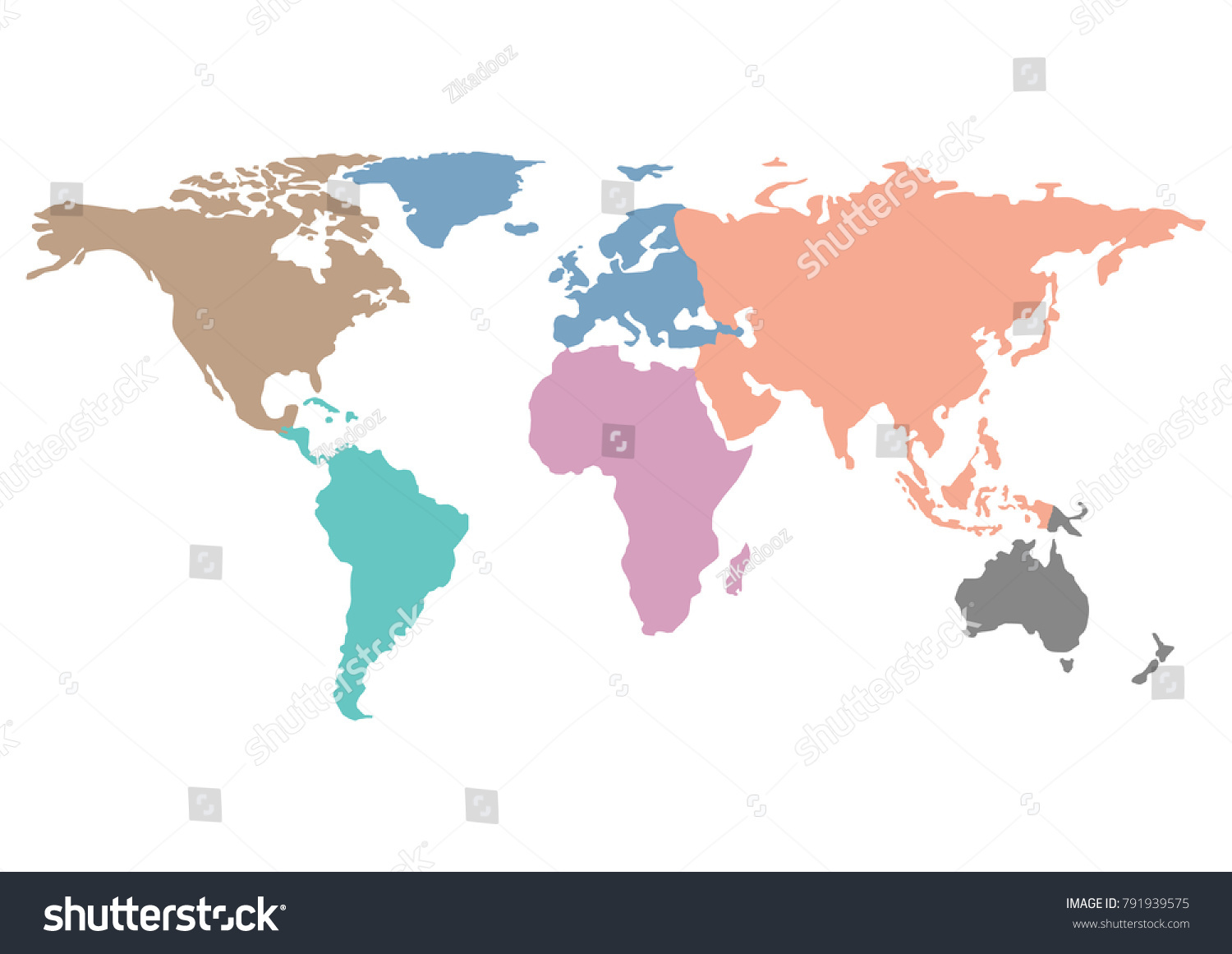 Colourful World Blank Map Isolated On: Vector có sẵn (miễn phí bản ...