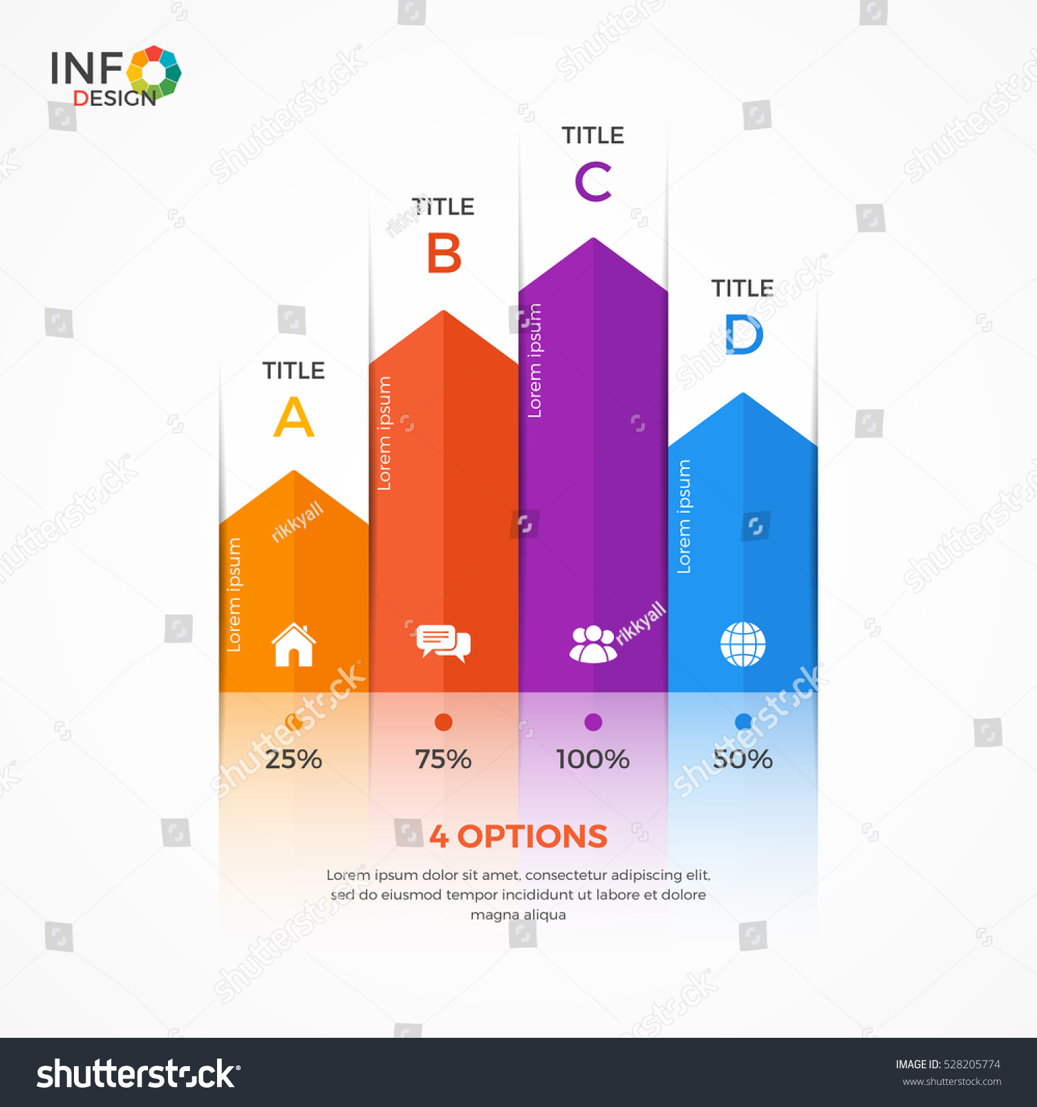 Column Chart Infographic Template 4 Options Stock Vector (Royalty Free ...