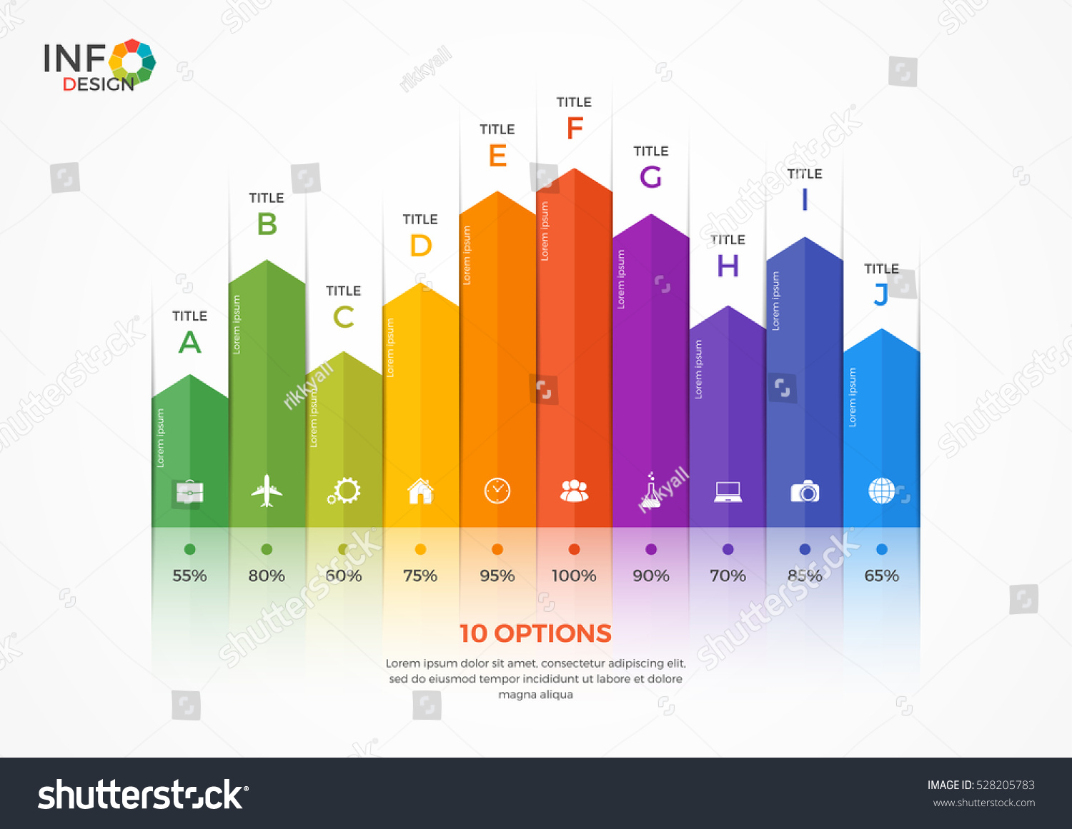 Column Chart Infographic Template 10 Options Stock Vector (Royalty Free ...