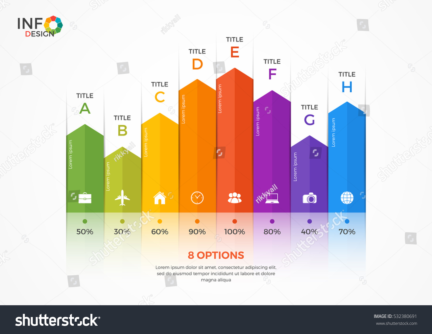Column Chart Infographic Template 8 Options Stock Vector (Royalty Free ...
