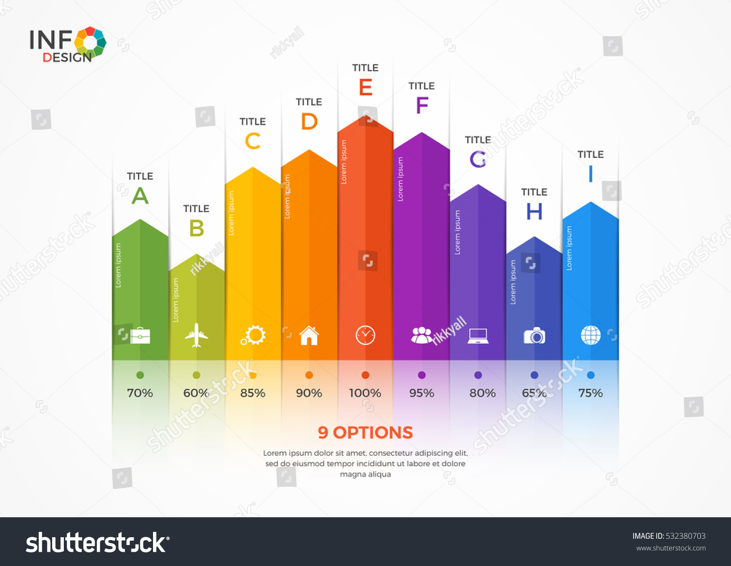 Column Chart Infographic Template 9 Options Stock Vector (Royalty Free ...