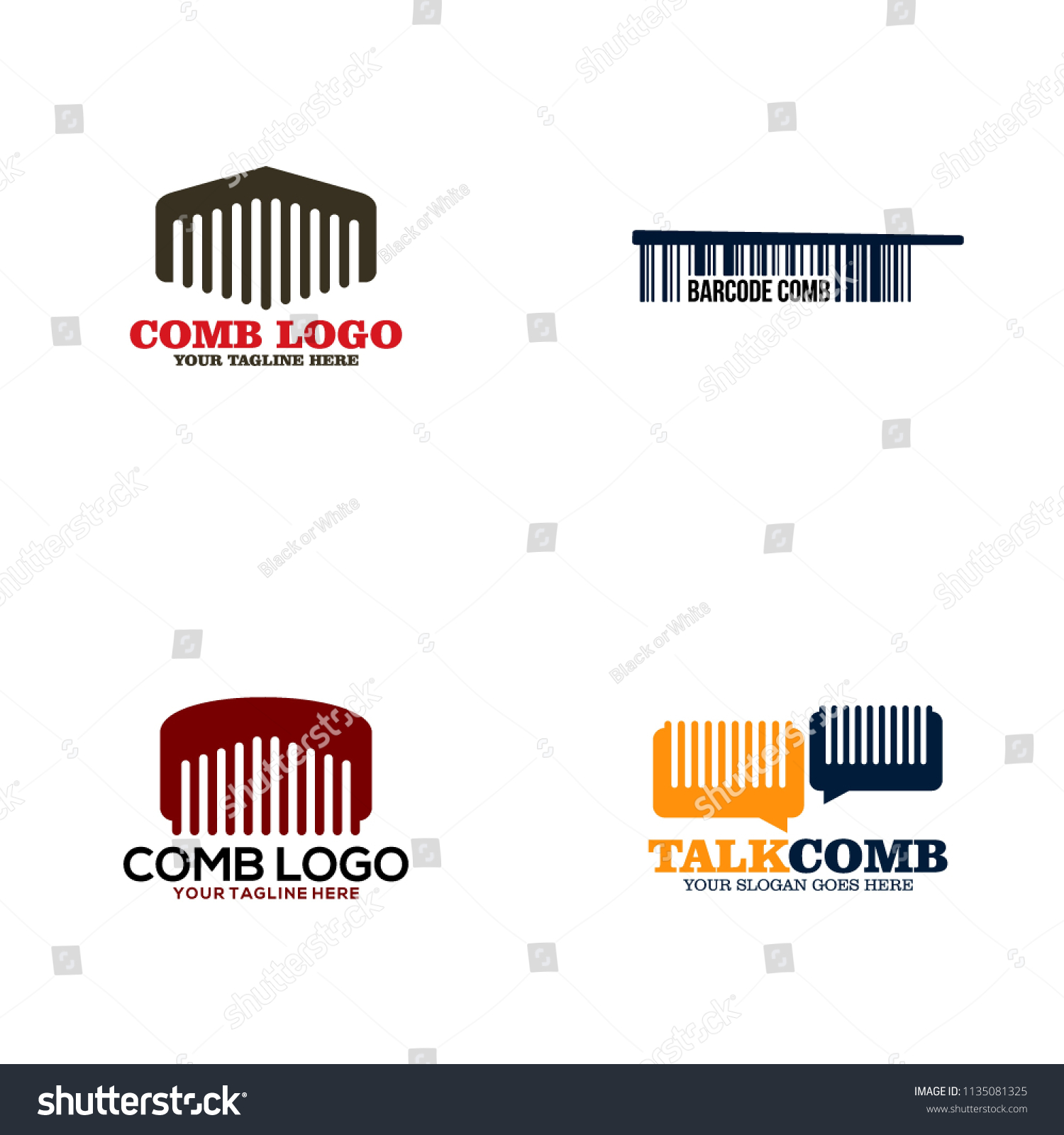 Comb Logo Design Stock Vector (Royalty Free) 1135081325