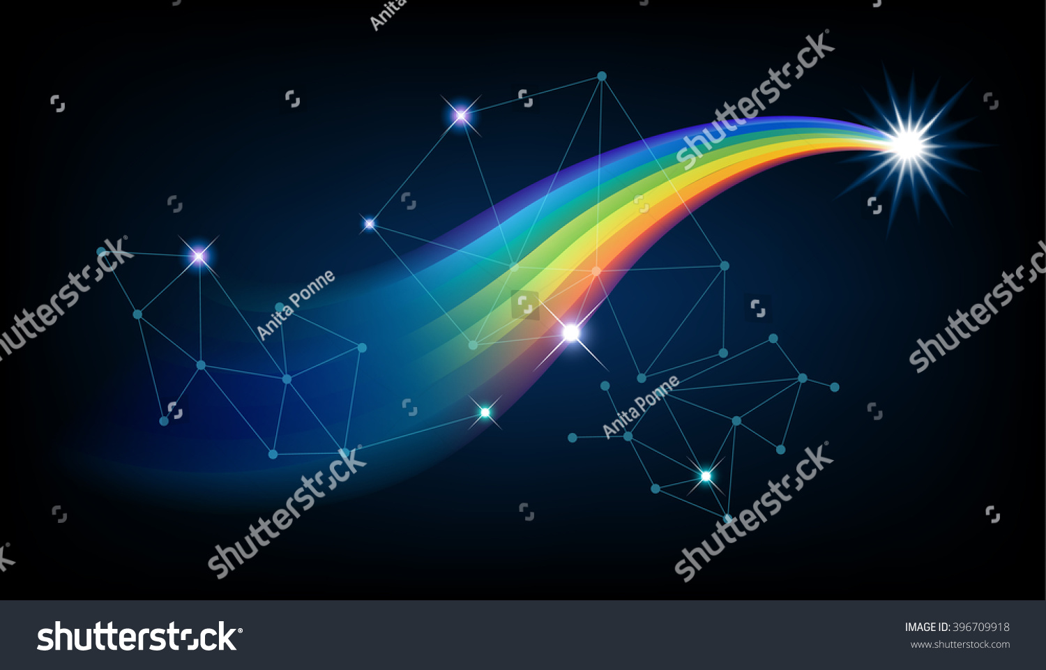 Comet Rainbow Tail Constellations Eps10 Vector Stock Vector (Royalty ...