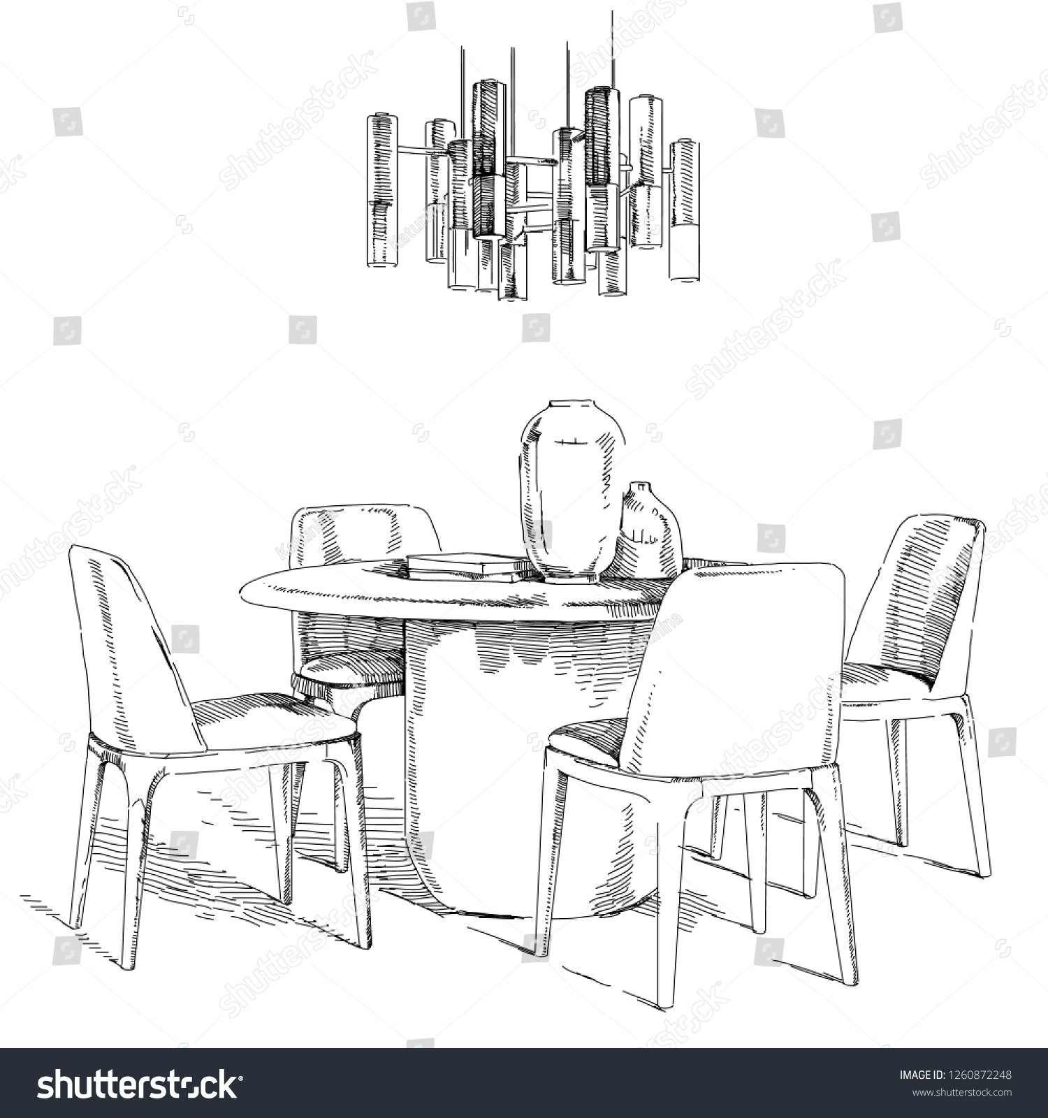 Comfortable Modern Interior Hand Drawing Vector Stock Vector (Royalty ...