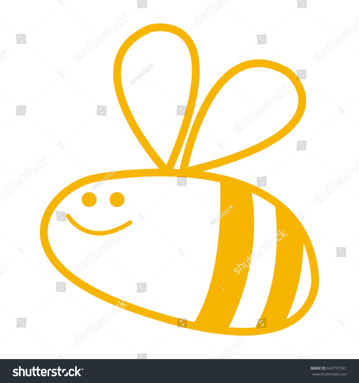 Comic Bee Insect Flying Animal Line Stock Vector (Royalty Free ...