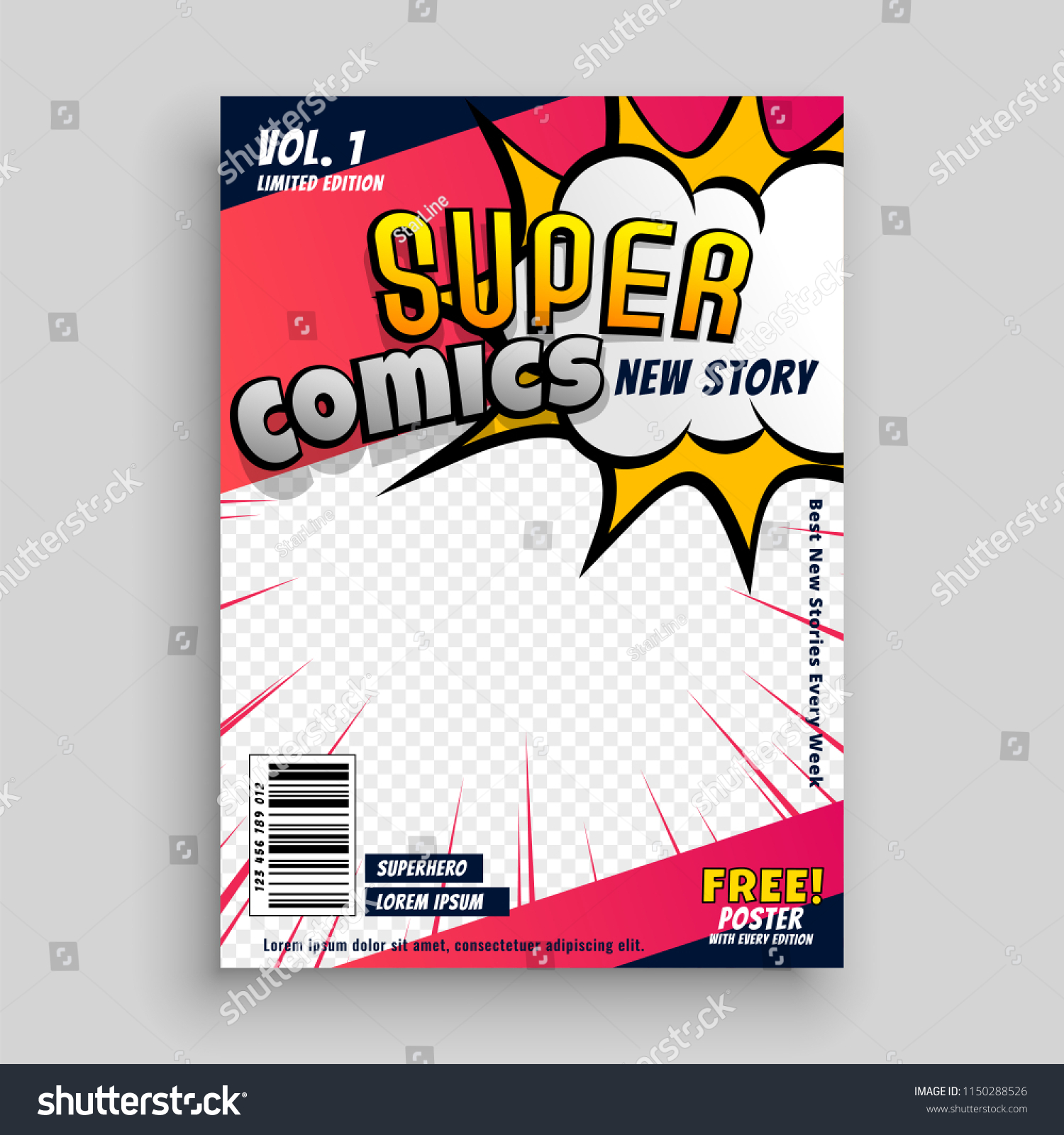 Comic Book Cover Design Template: เวกเตอร์สต็อก (ปลอดค่าลิขสิทธิ์ ...