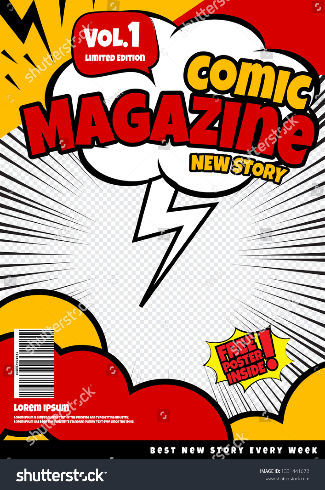 Comic Book Cover Page Template Design Stock Vector (Royalty Free ...