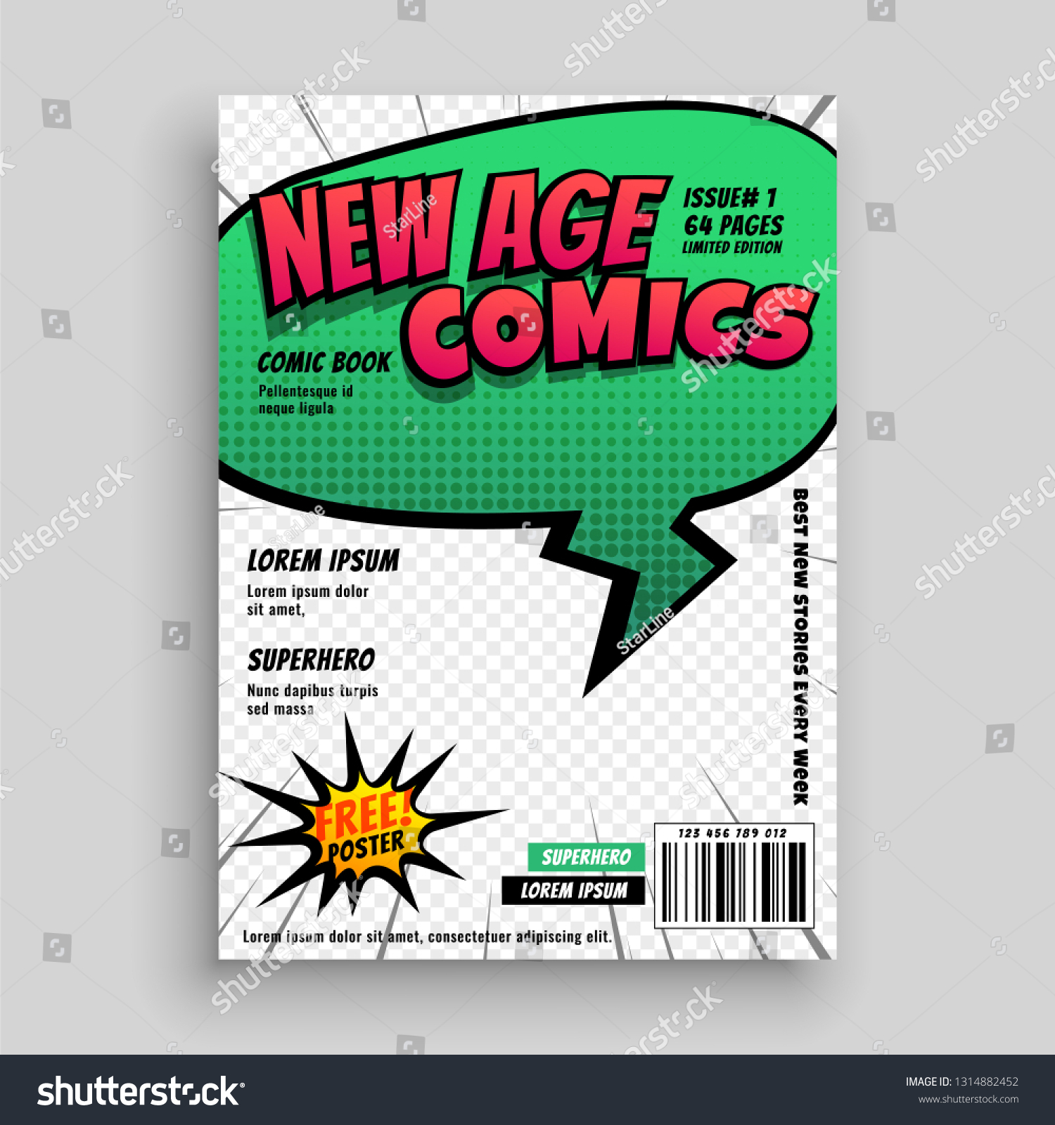Comic Book Page Cover Template Design Stock Vector (Royalty Free ...