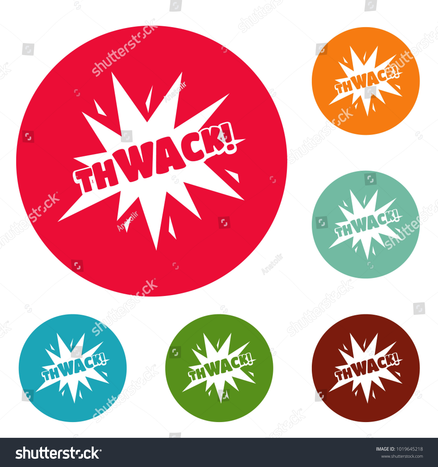 Comic Boom Thwack Icons Circle Set Stock Vector (Royalty Free ...
