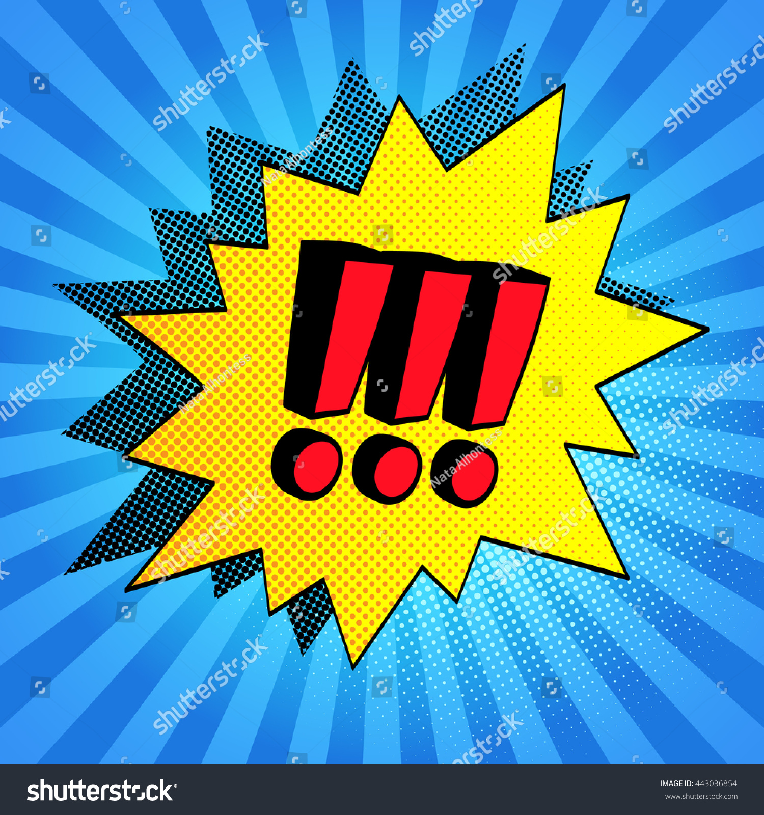 Comic Bubble Exclamation Points Halftone Shadows Stock Vector (Royalty ...