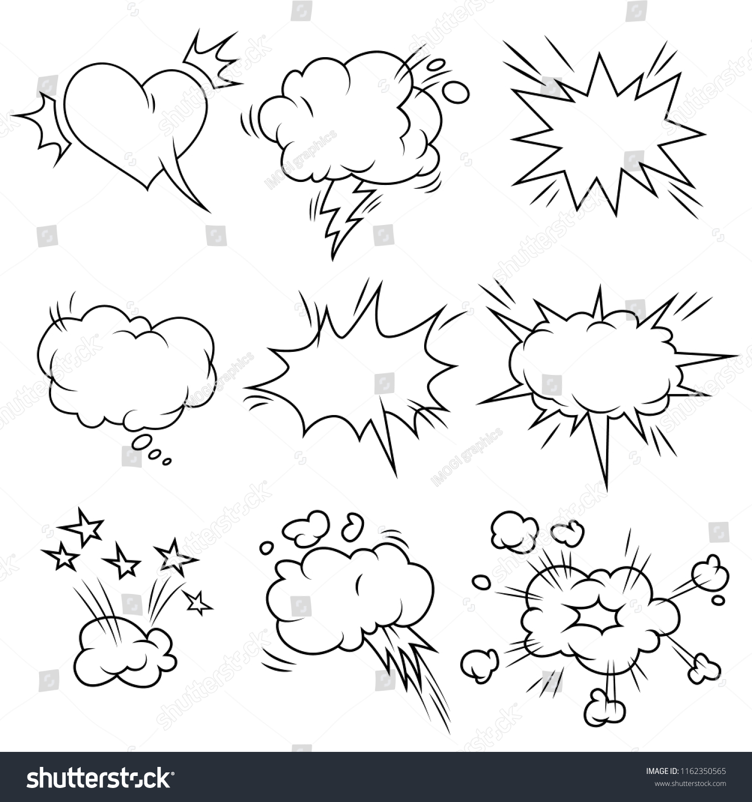 Comic Bubbles Set Isolated On White Stock Vector (Royalty Free) 1162350565