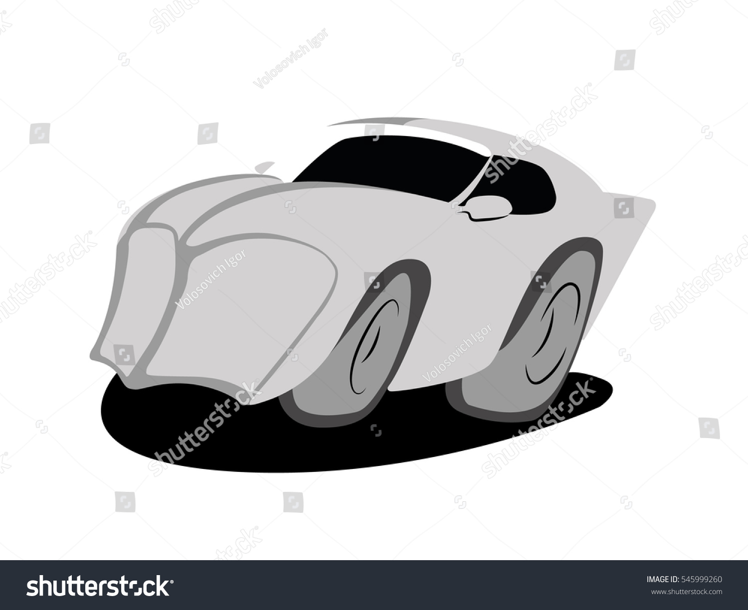 Comic Car Grey Vector Illustration Isolated Stock Vector (Royalty Free ...