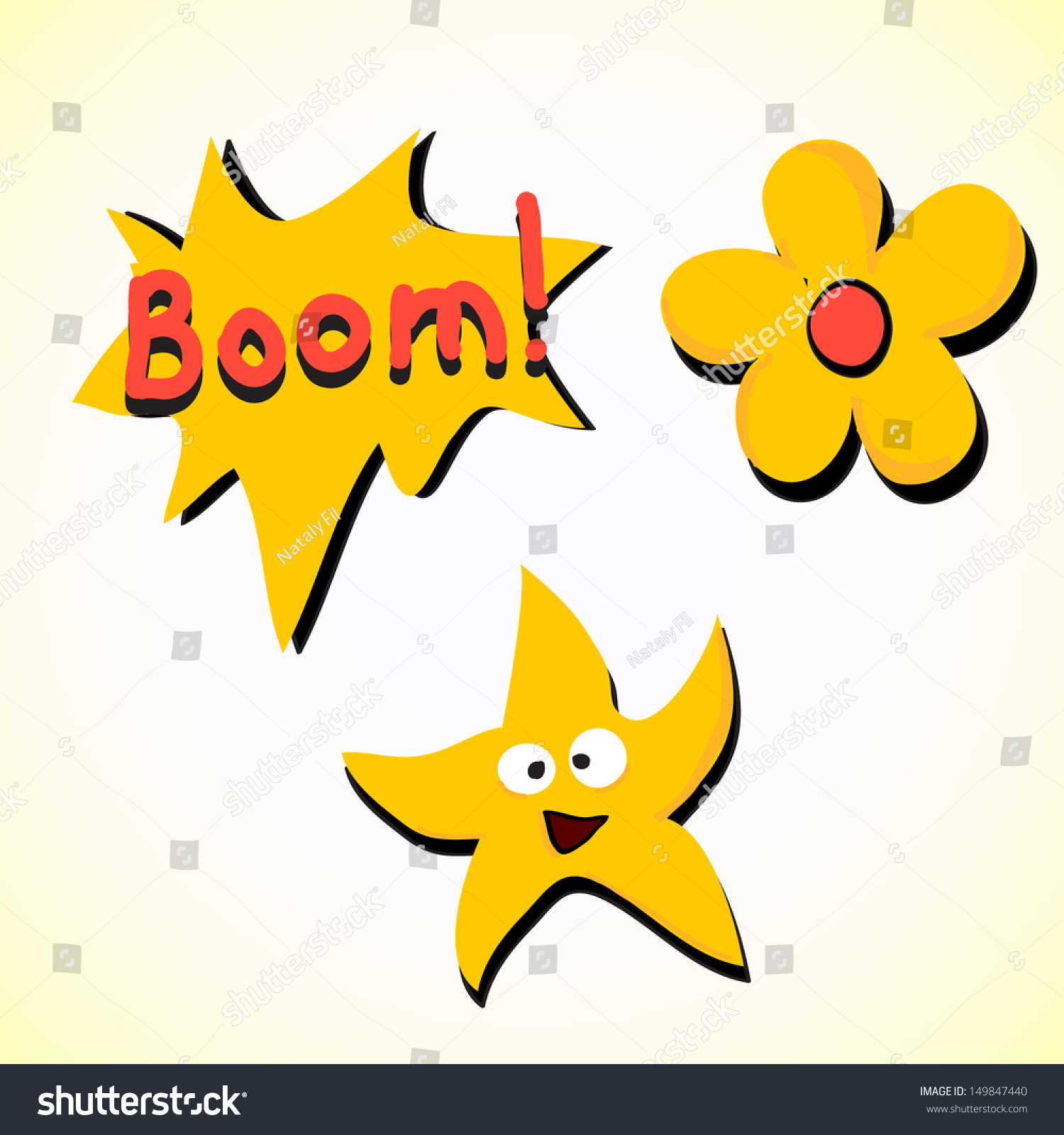 Comic Characters Boom Star Flower Stock Vector (Royalty Free) 149847440 ...