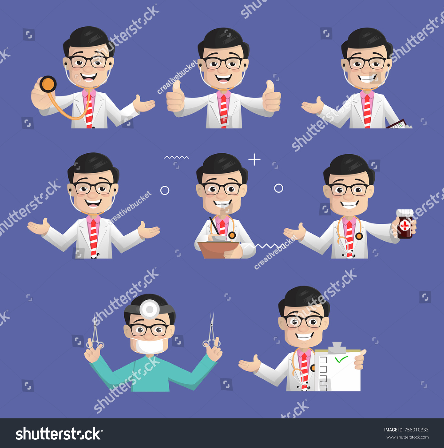 Comic Doctors Poses Profile Picture Vector: vetor stock (livre de ...
