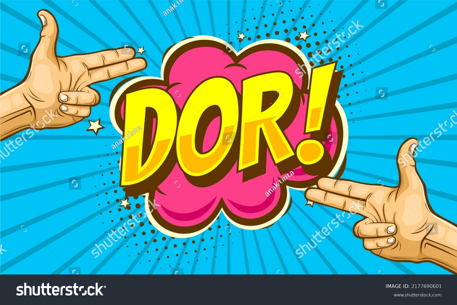 Comic Dor Text Illustration Hand Gesture Stock Vector (Royalty Free ...