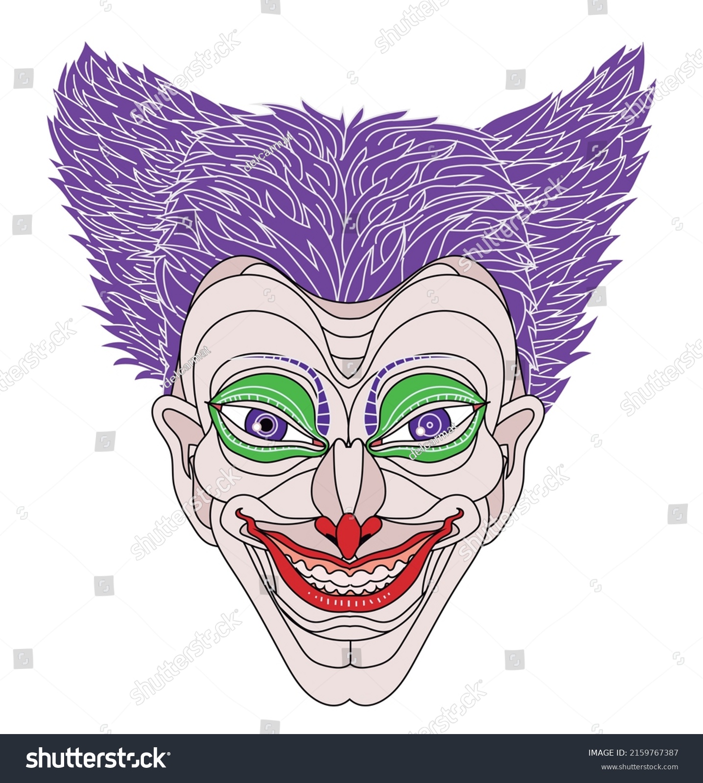 Comic Evil Psycho Clown Mask Stock Vector (Royalty Free) 2159767387 ...