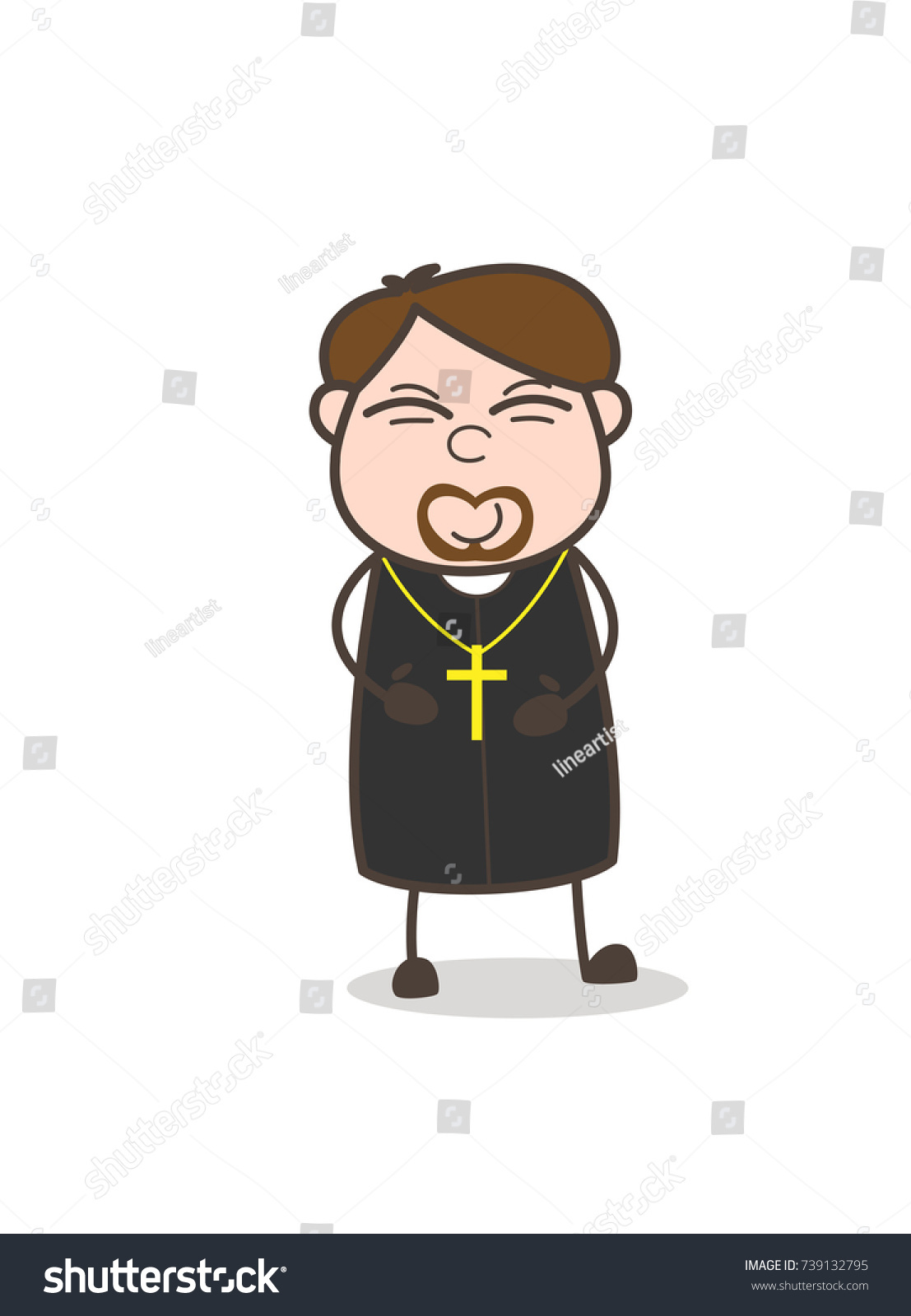 Comic Priest Smiling Face Expression Vector Stock Vector 739132795 ...