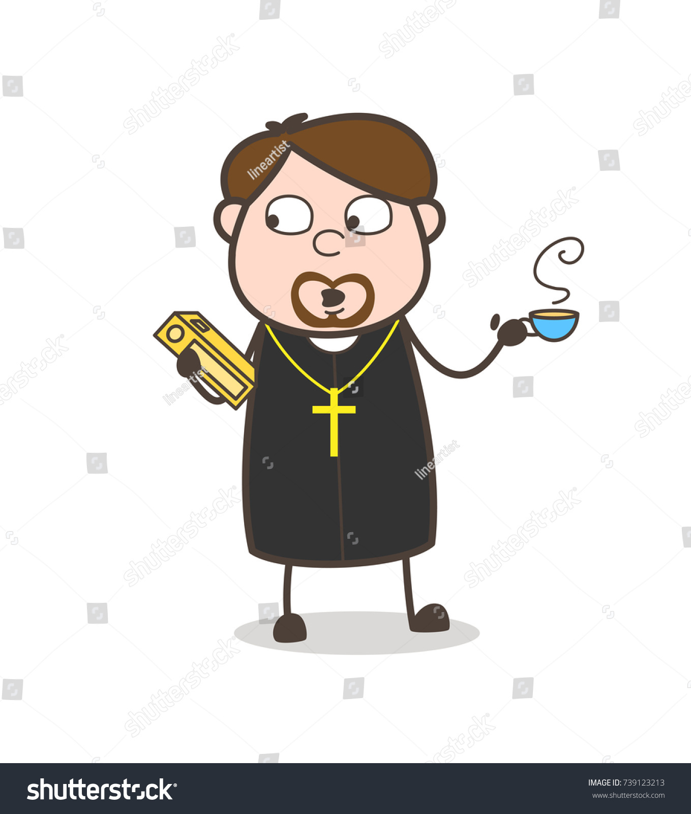 Comic Priest Bible Refreshment Vector Stock Vector (Royalty Free) 739123213
