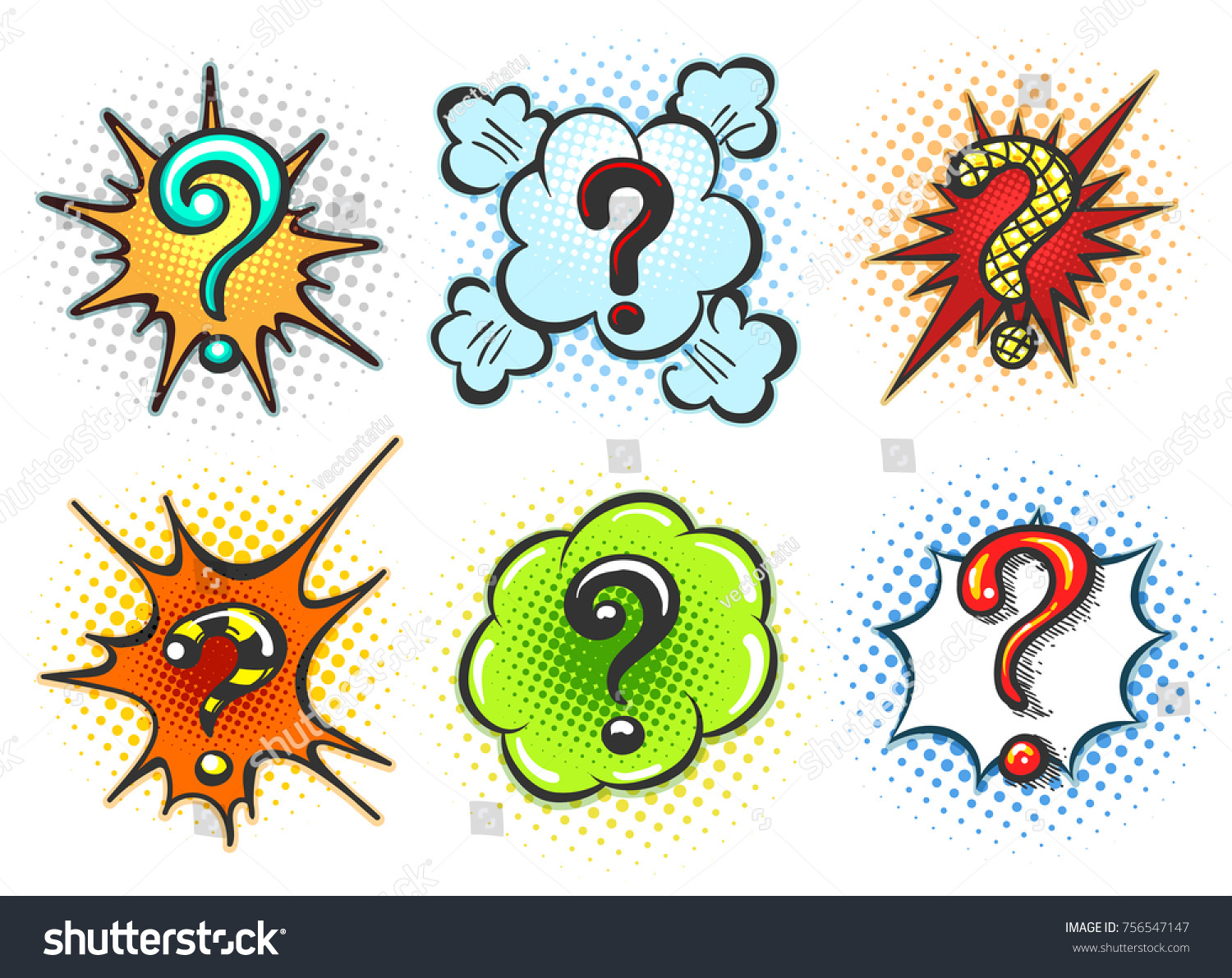 Comic Question Marks Pop Art Speech 库存矢量图（免版税）756547147 | Shutterstock