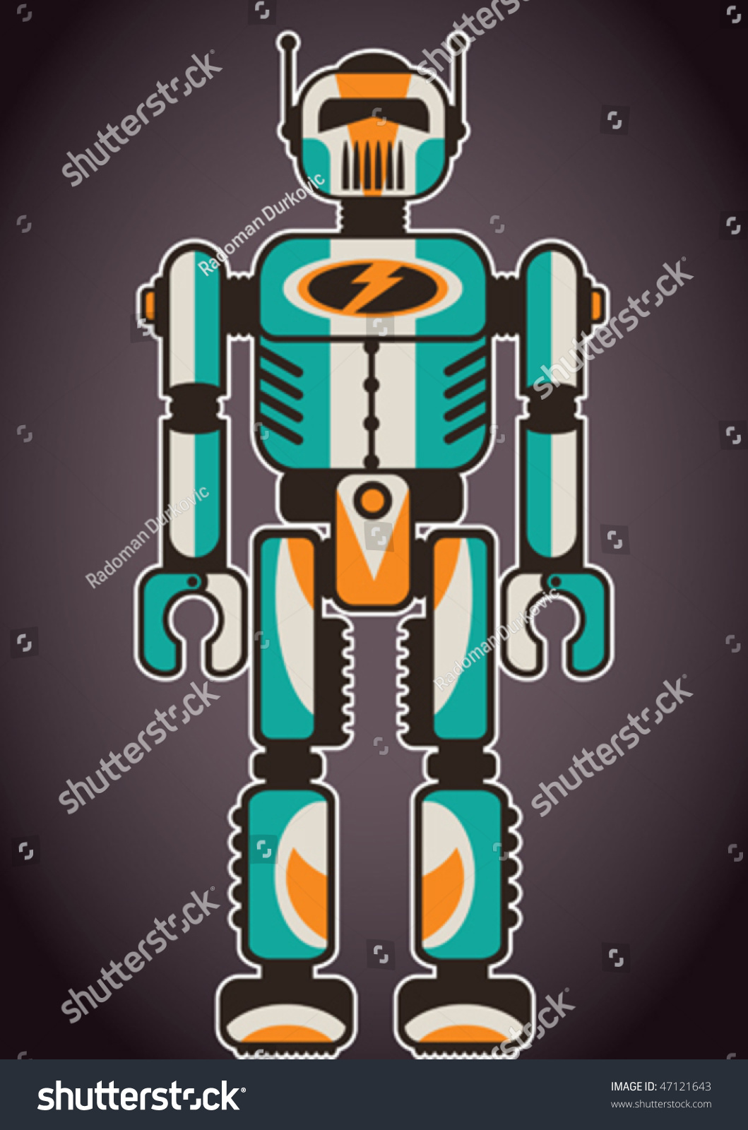 Comic Retro Robot Vector Illustration: เวกเตอร์สต็อก (ปลอดค่าลิขสิทธิ์ ...