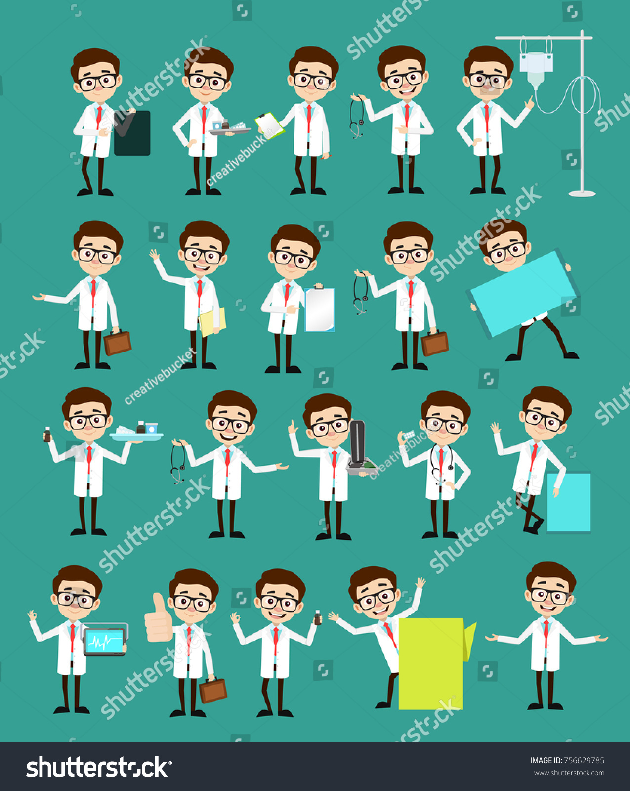 Comic Specialist Doctors Poses Concepts Vector Stock Vector (Royalty ...