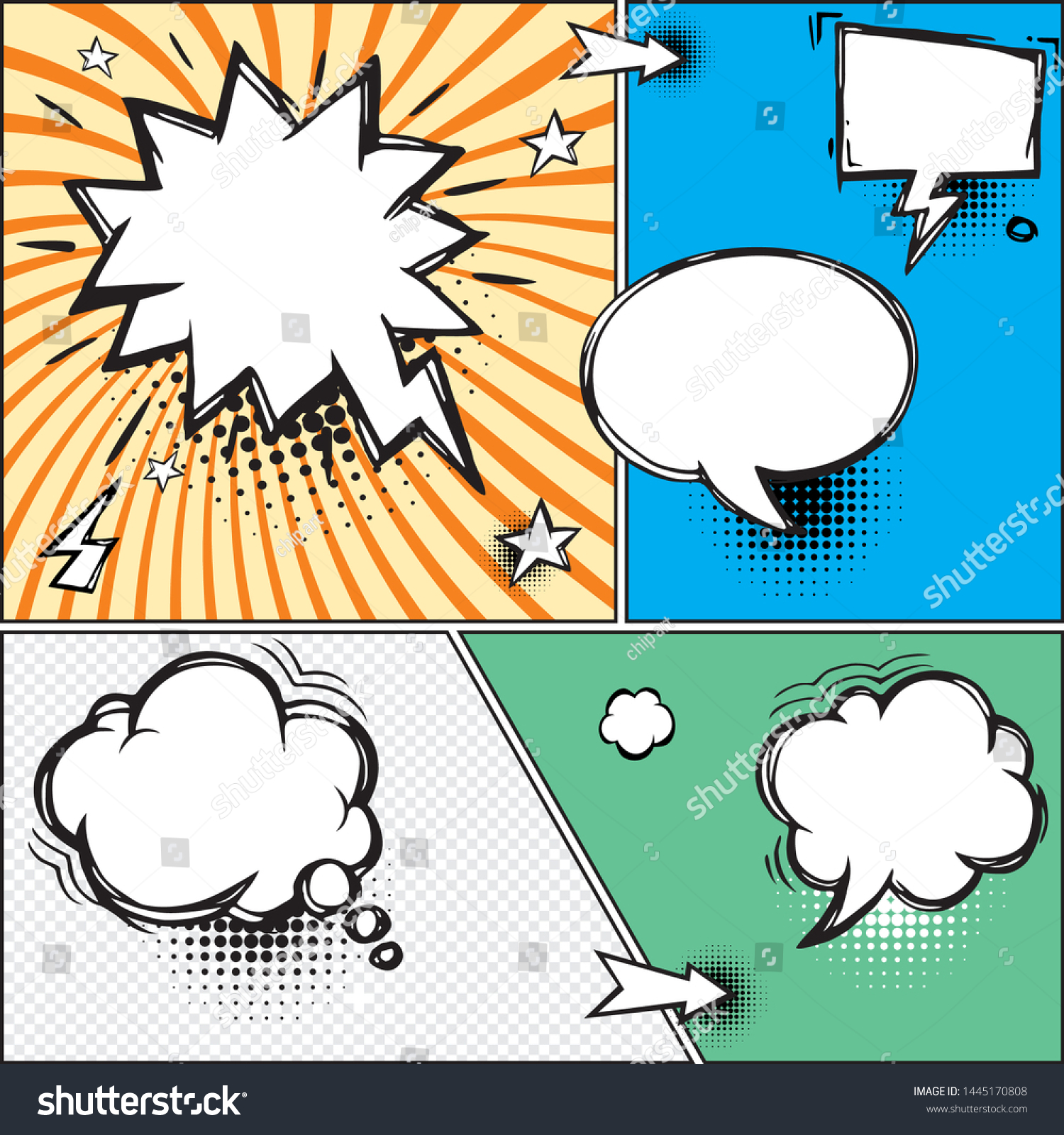 Comic Speech Bubbles Comic Strip Background Stock Vector (Royalty Free ...