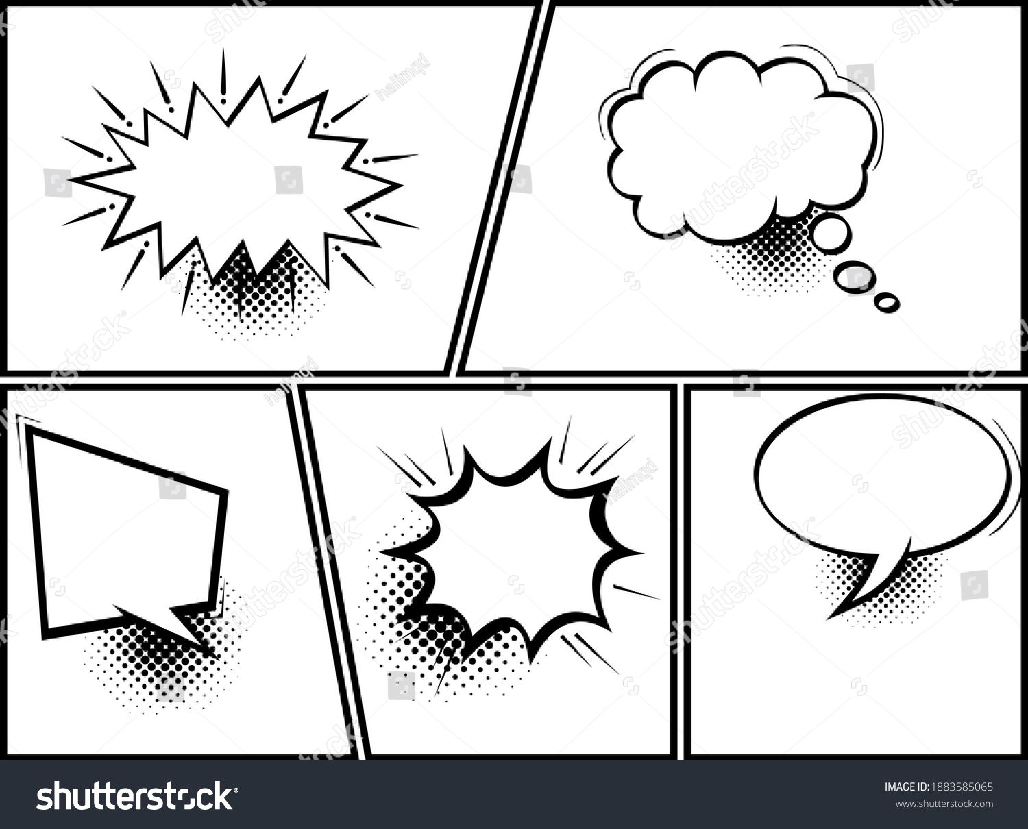 Comic Speech Bubbles Comic Strip Vector: เวกเตอร์สต็อก (ปลอดค่า ...