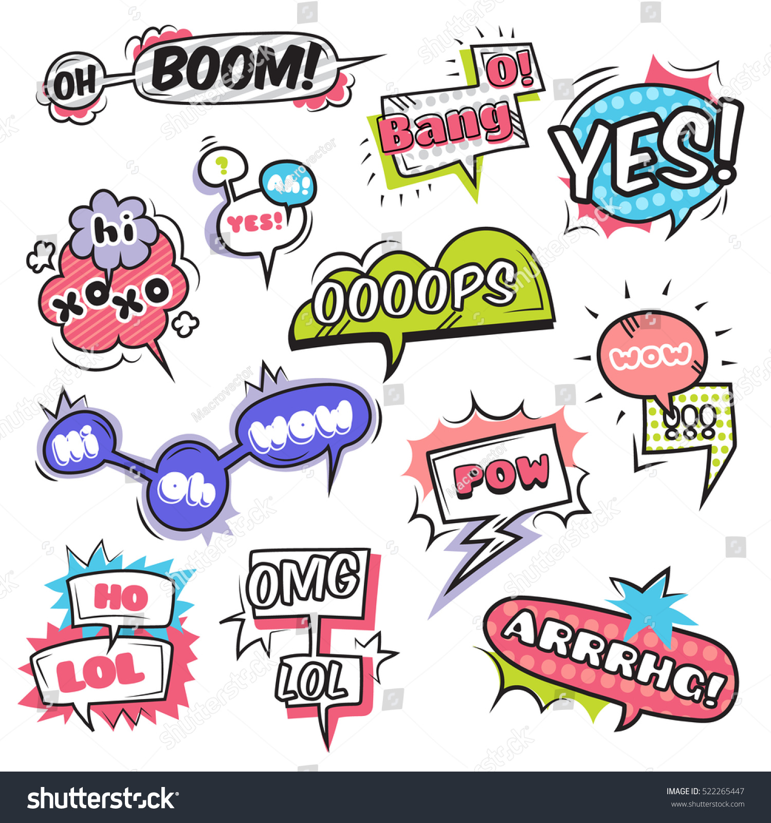 Comic Speech Bubbles Set Emotions Symbols Stock Vector (Royalty Free ...