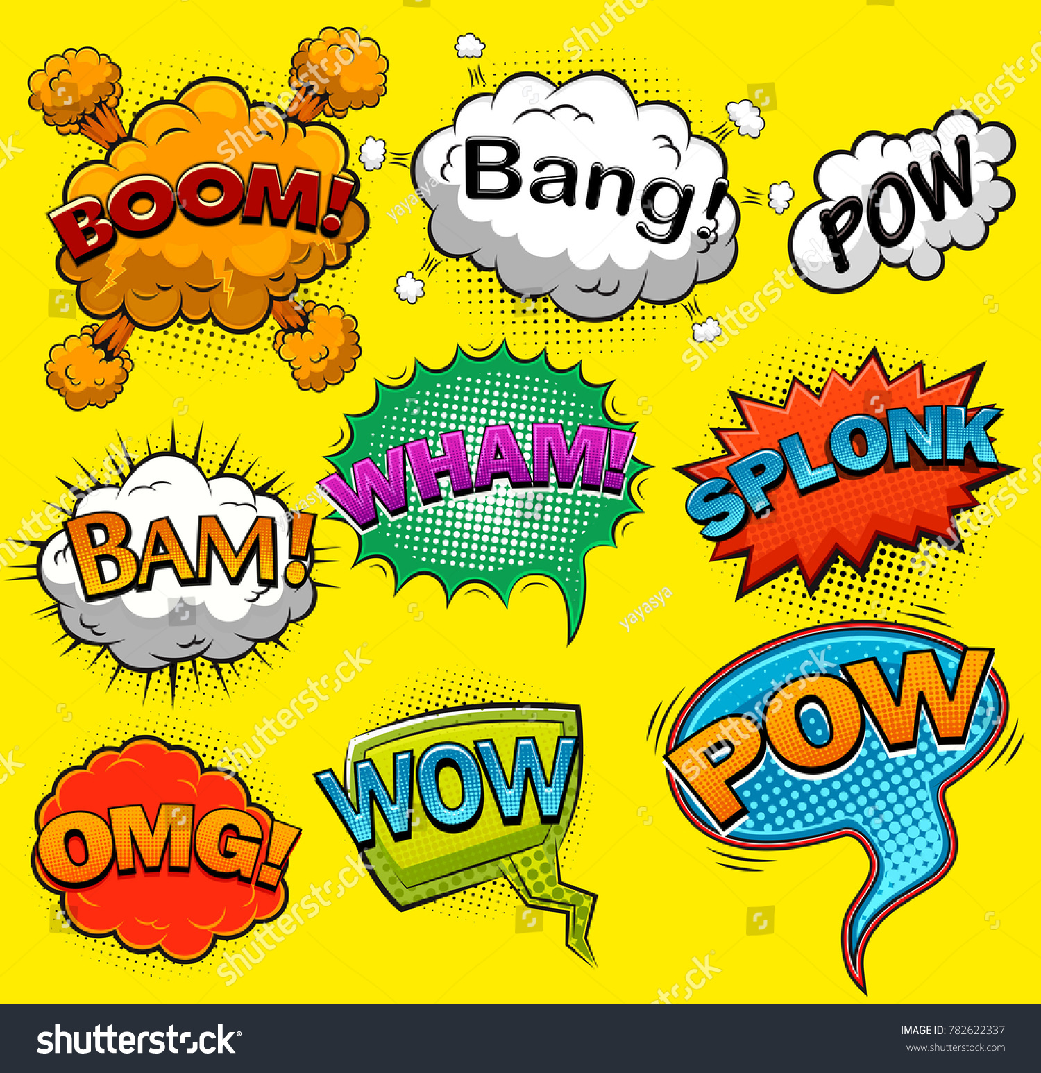 Comic Speech Bubbles Sound Effects Vector 库存矢量图（免版税）782622337 ...