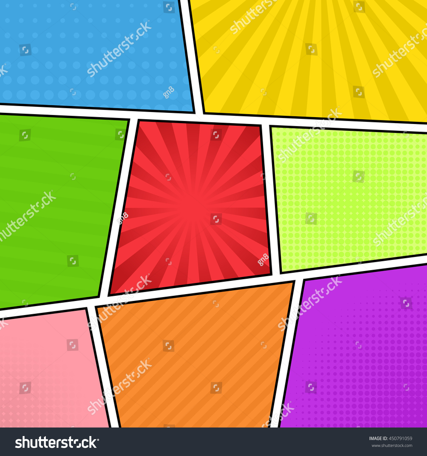 Comic Strip Background Different Colorful Panels Stock Vector (Royalty ...