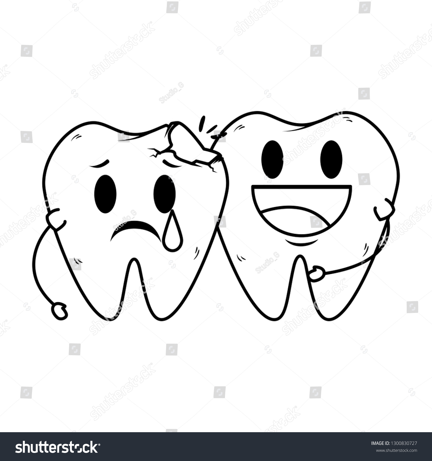 Comic Teeth Break Couple Kawaii Characters Stock Vector (Royalty Free ...