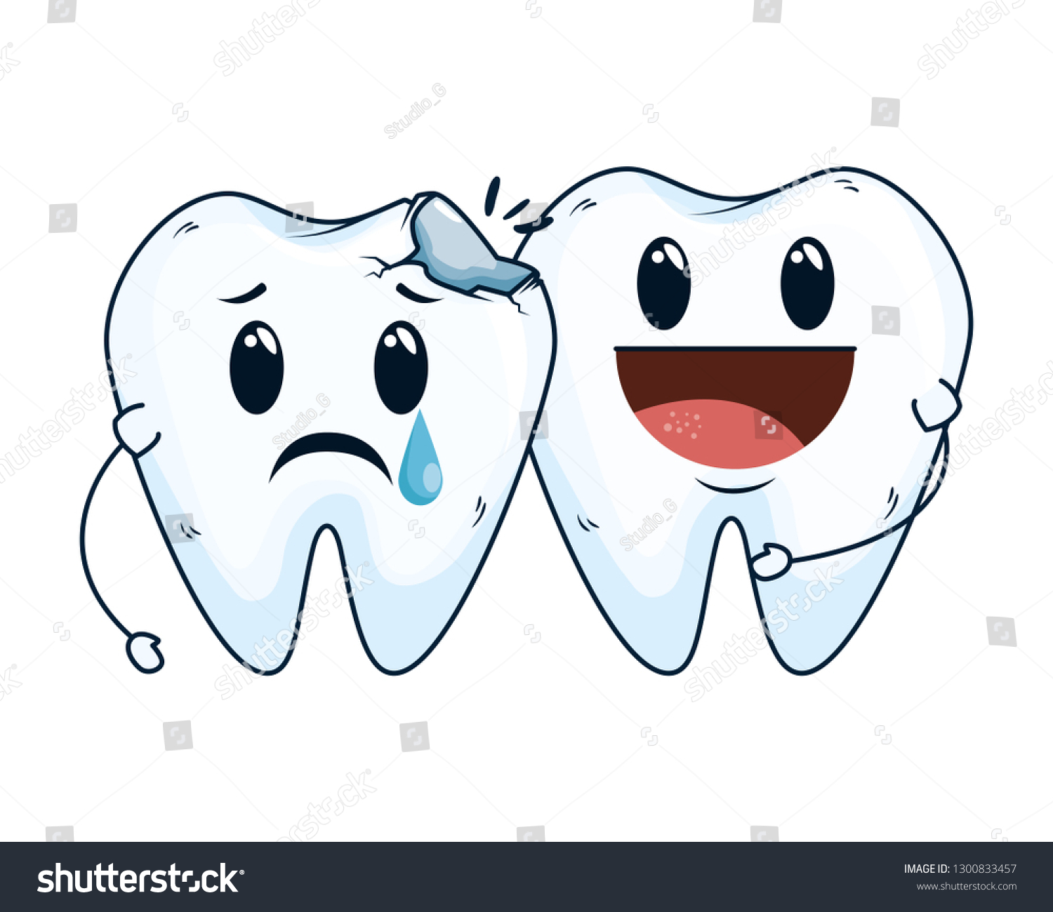 Comic Teeth Break Couple Kawaii Characters Stock Vector (Royalty Free ...