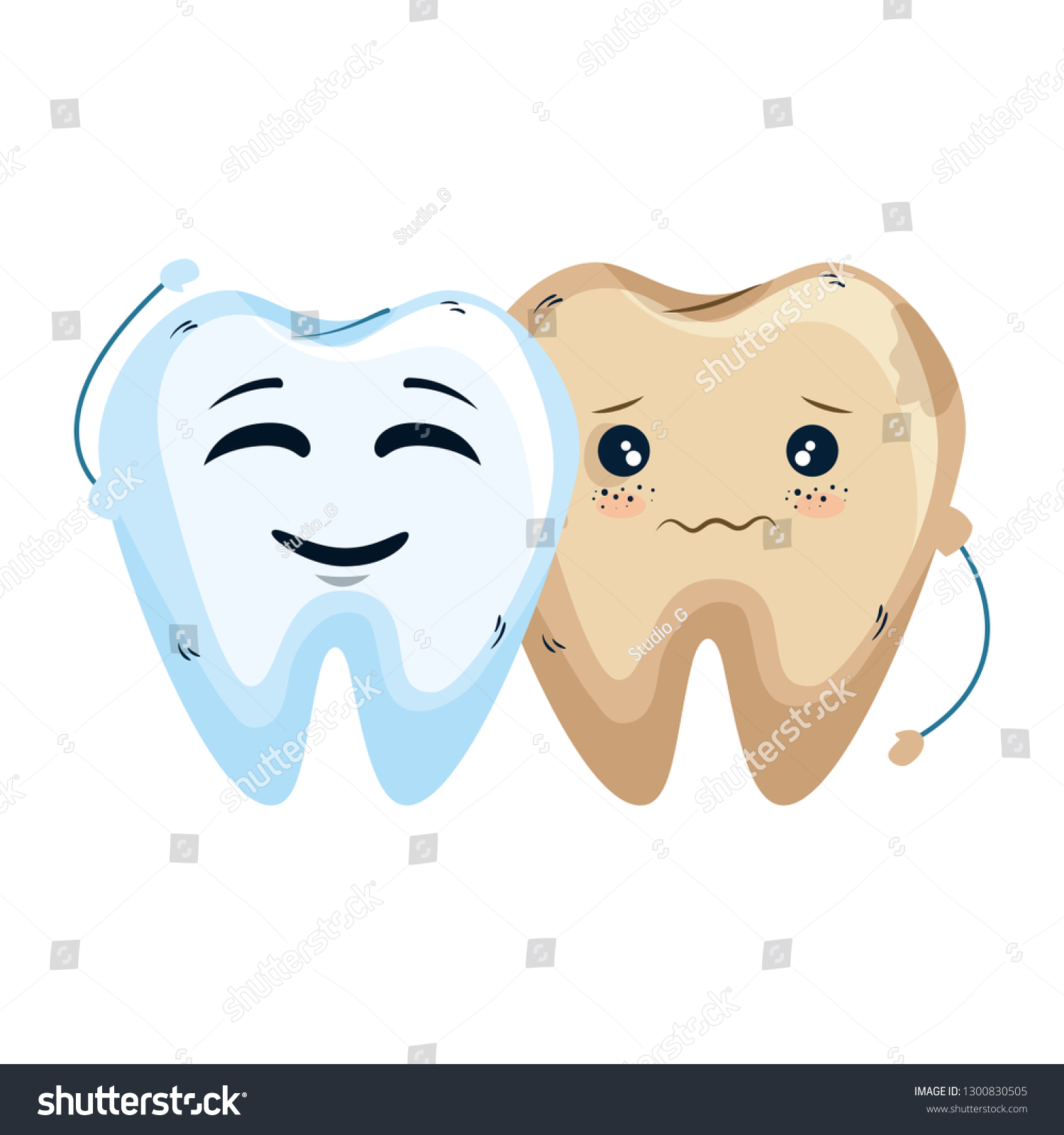 Comic Teeth Couple Kawaii Characters: vector de stock (libre de ...