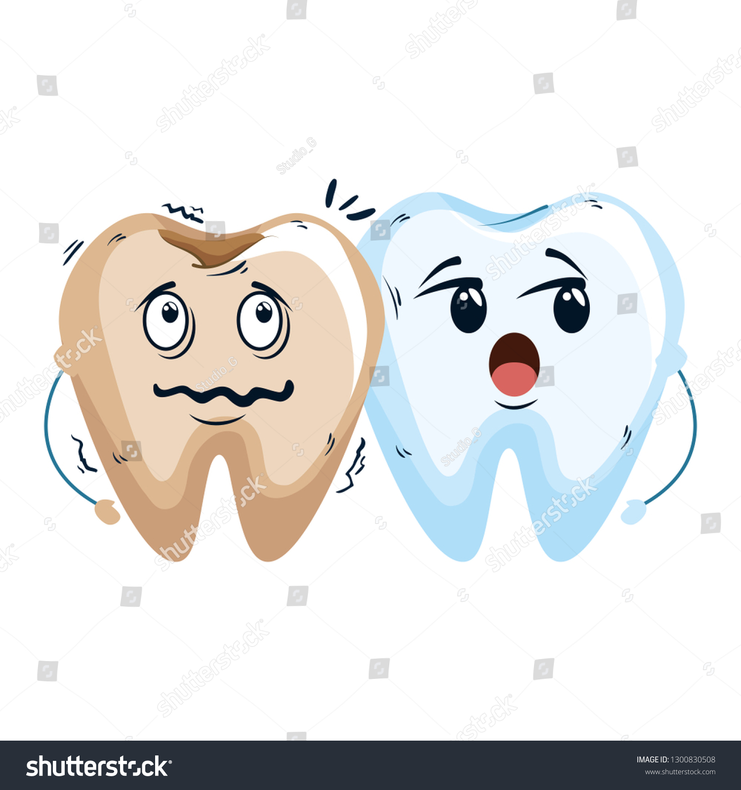 Comic Teeth Couple Kawaii Characters Stock Vector (Royalty Free ...