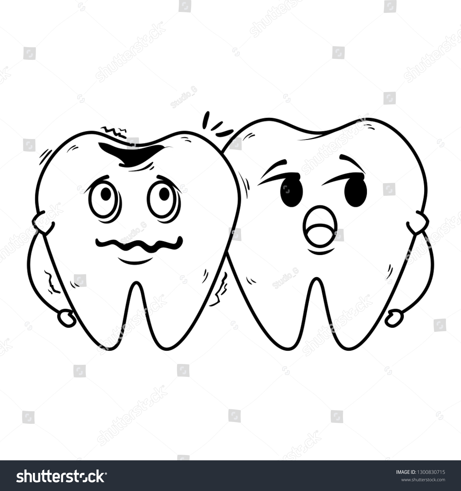 Comic Teeth Couple Kawaii Characters: vetor stock (livre de direitos ...