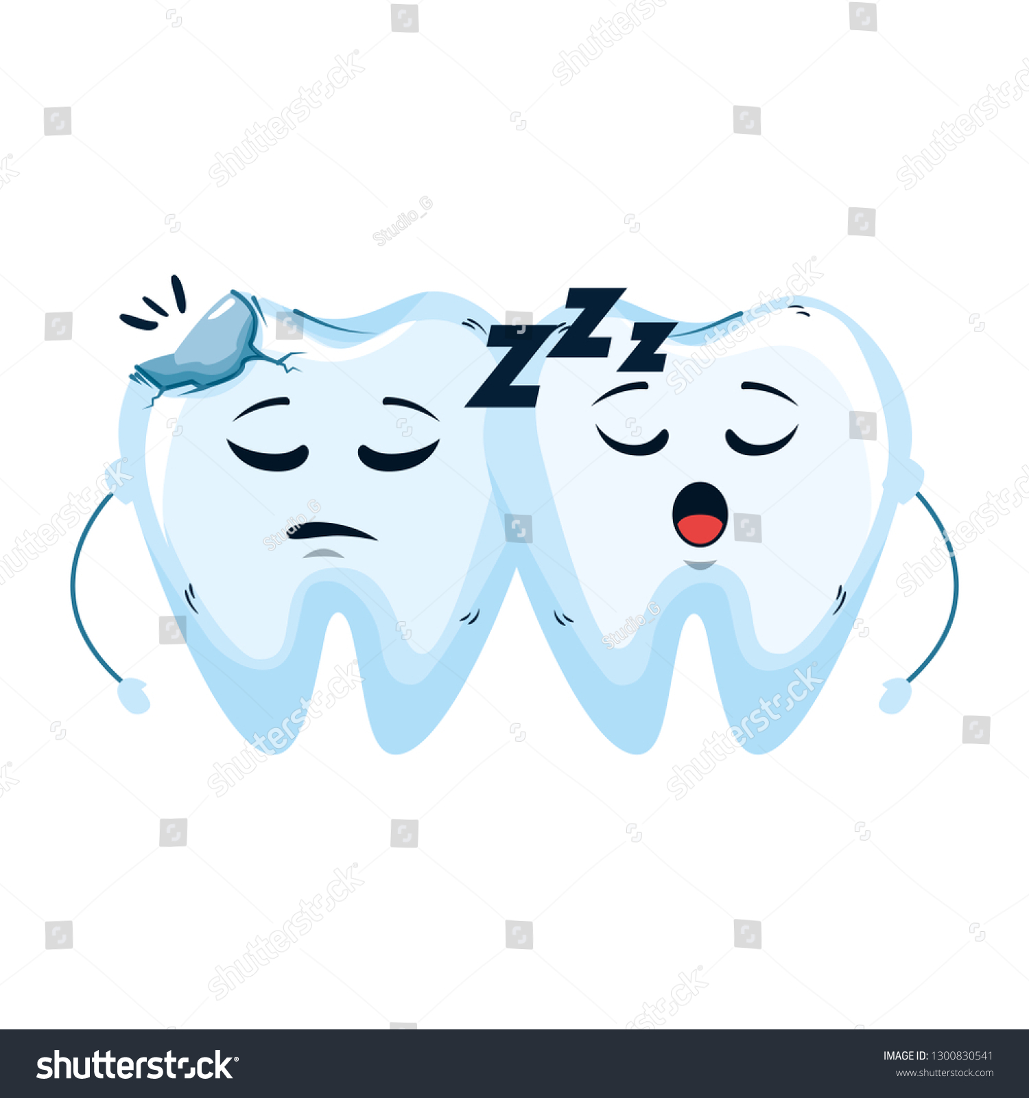 Comic Teeth Couple Sleeping Kawaii Characters Stock Vector (Royalty ...