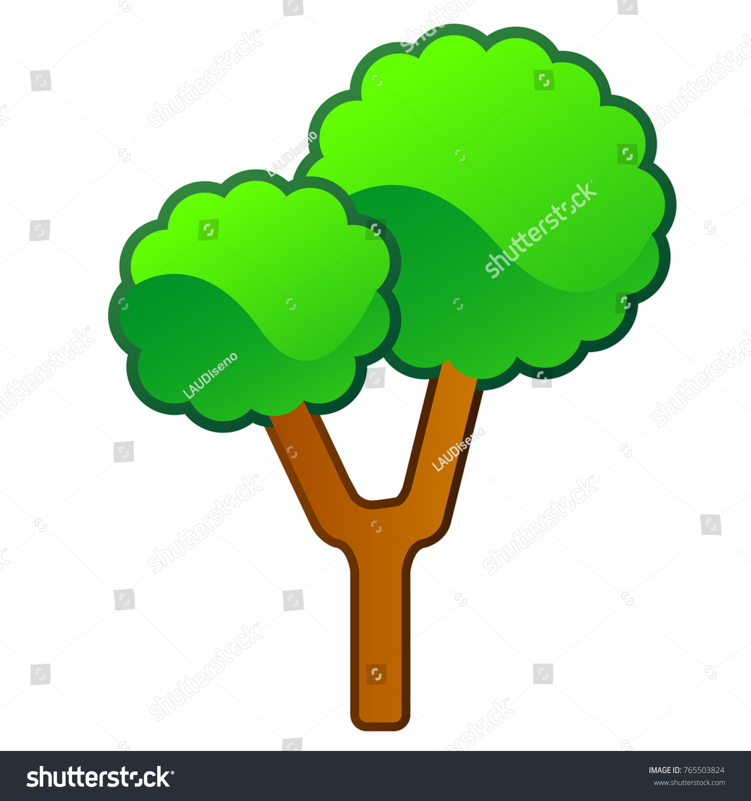 Comic Tree Isolated On White Background: vector de stock (libre de ...