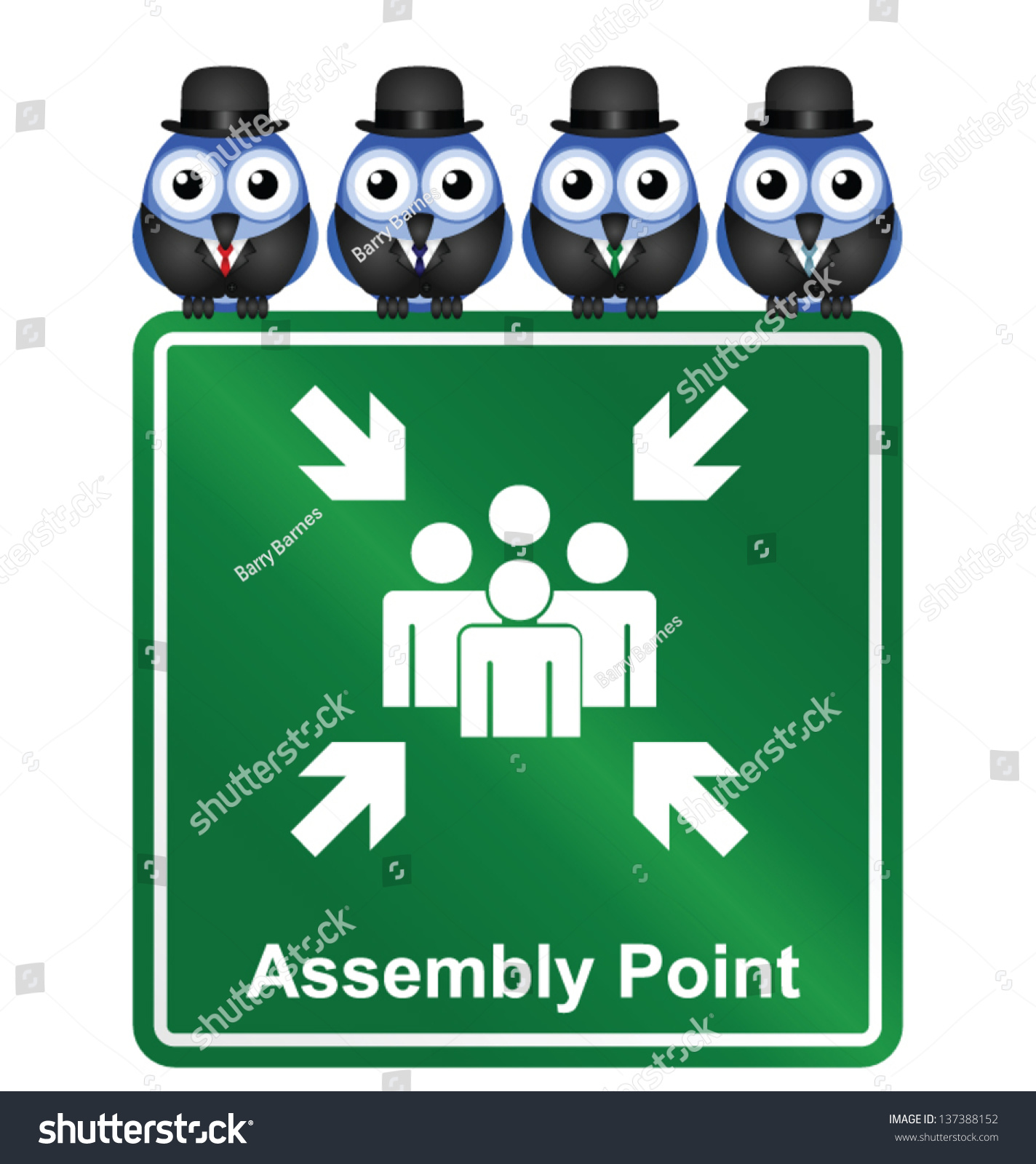 Comical Assembly Point Sign Isolated On Stock Vector (Royalty Free ...