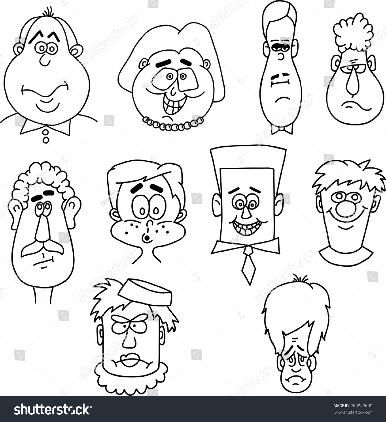 Comics Faces Different Emotions Vector Eps 库存矢量图（免版税）760243609 ...