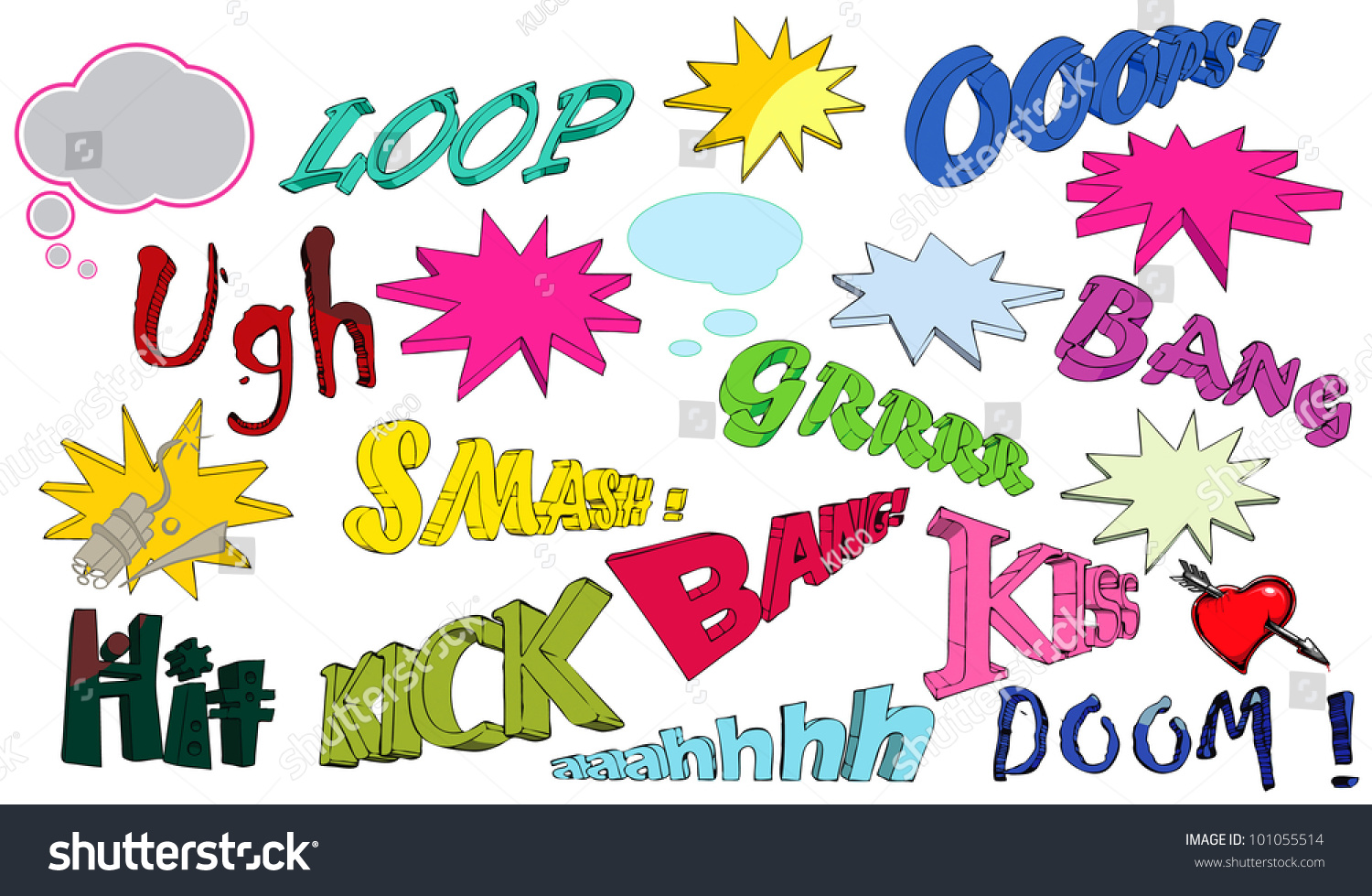 Comics Signs Words Bubbles Stock Vector (Royalty Free) 101055514