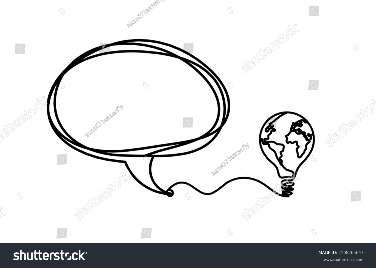 Comment Space Globe Lightbulb Line Drawing Stock Vector (Royalty Free ...