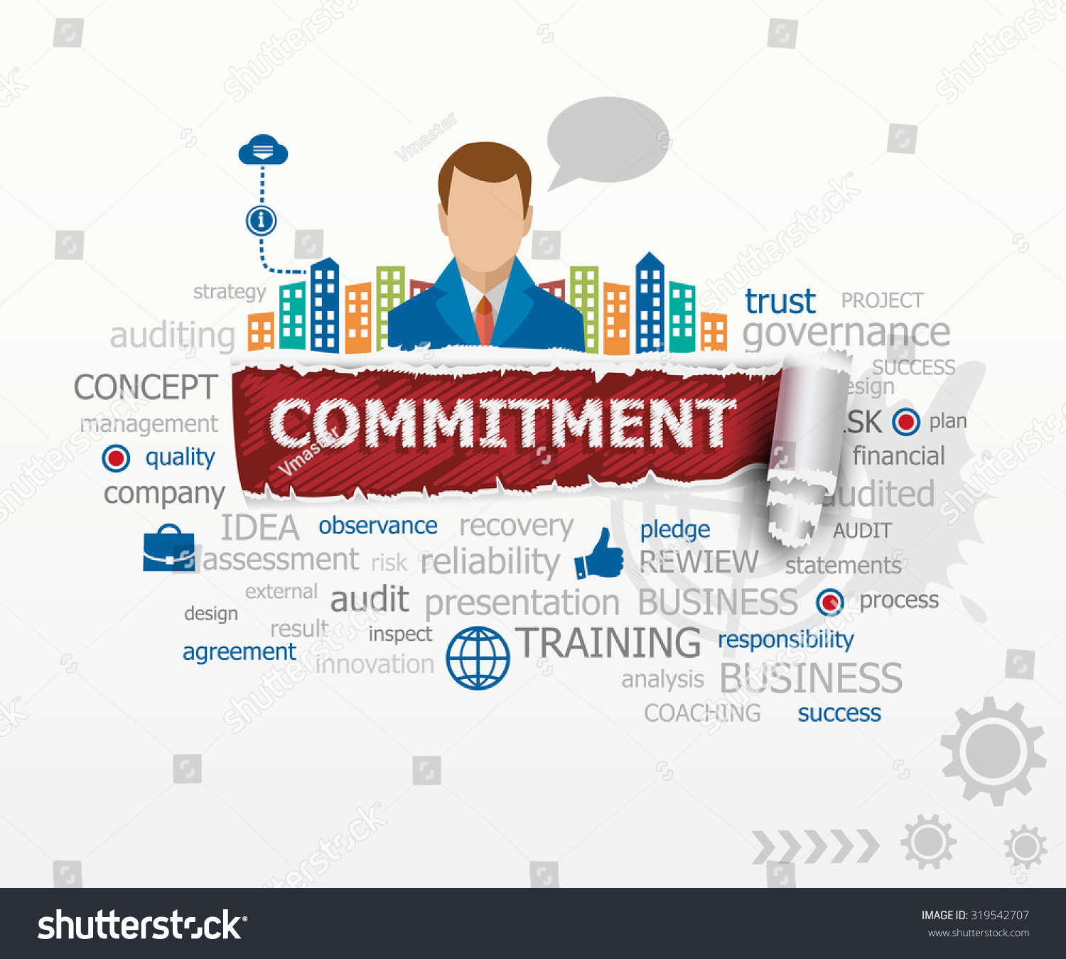 Commitment Word Cloud Concept Business Man: vector de stock (libre de ...