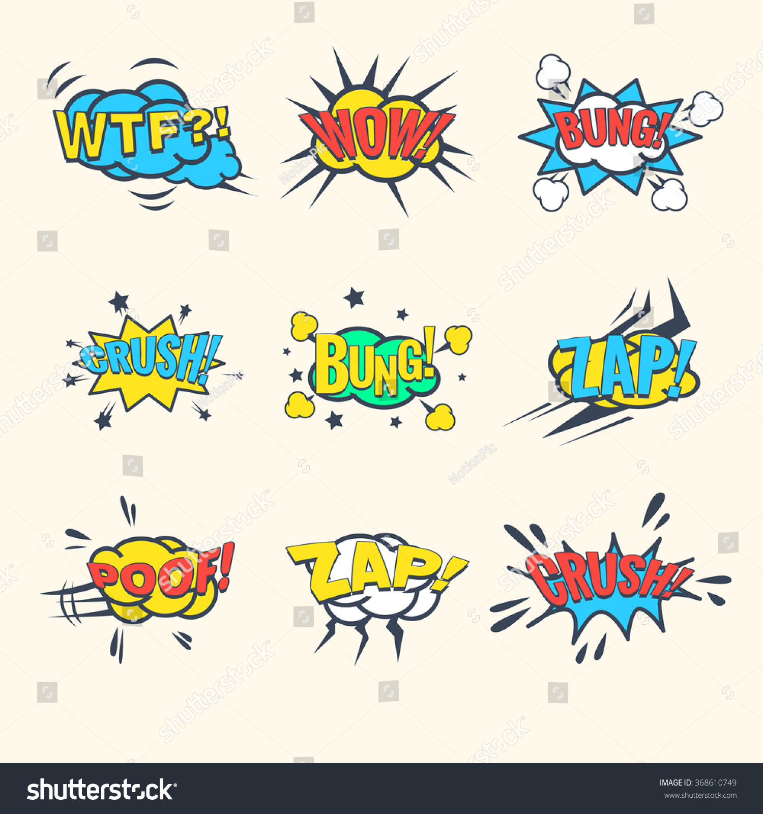 Common Comics Exclamations Speech Bubble Vector Vector de ...