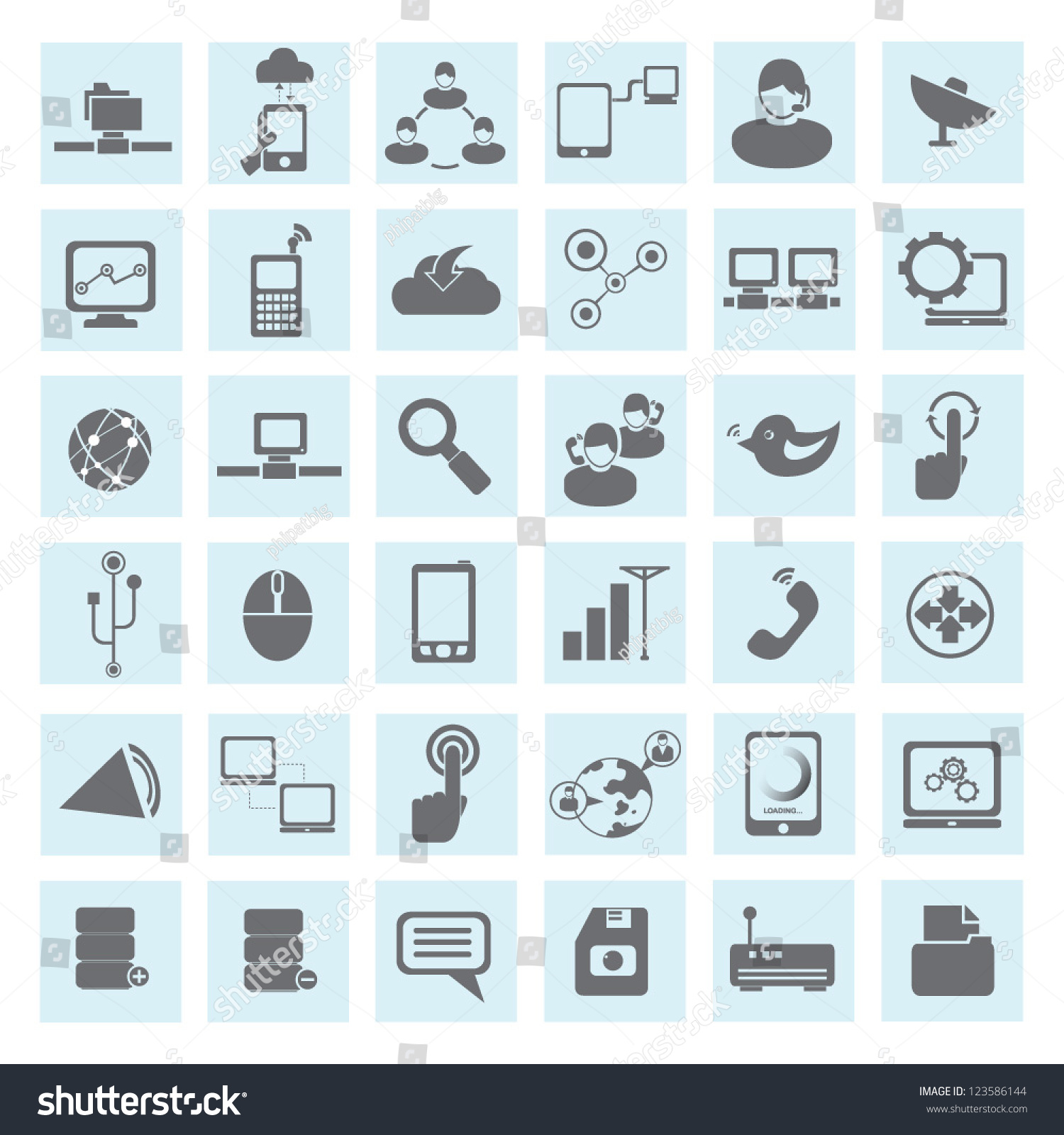 Communication And Network Icon Set Stock Vector Illustration 123586144 ...
