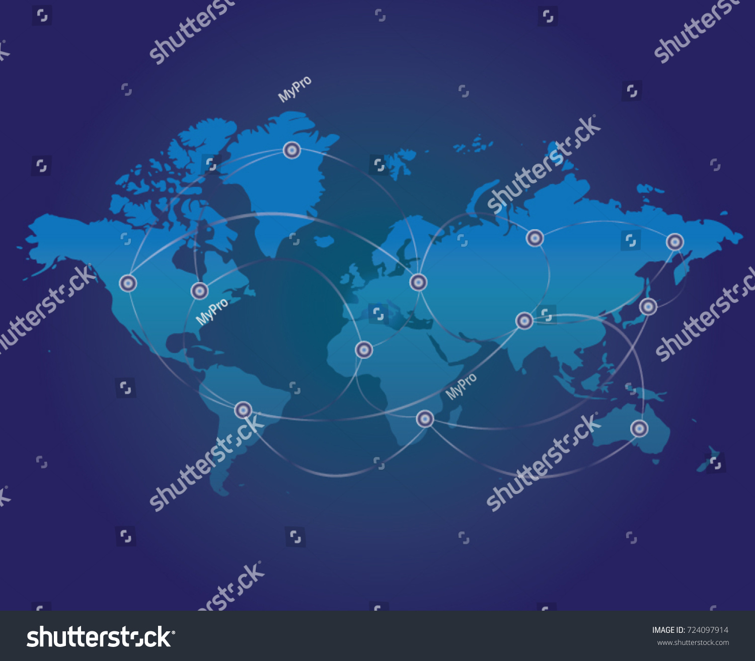 Communication Concept World Map Connected Vector Stock Vector (Royalty ...