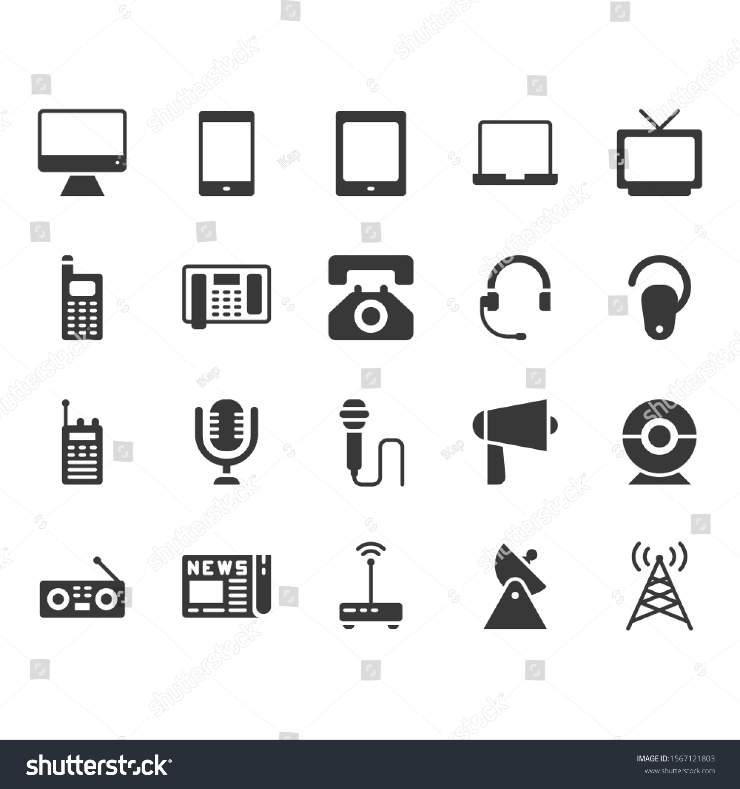 Communication Device Icon Setvector Illustration Stock Vector (Royalty ...