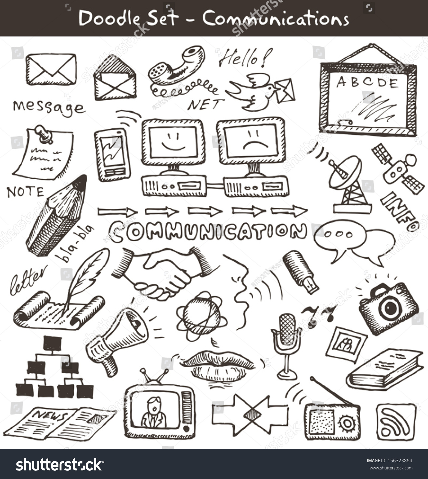 Communication Doodles Stock Vector (Royalty Free) 156323864