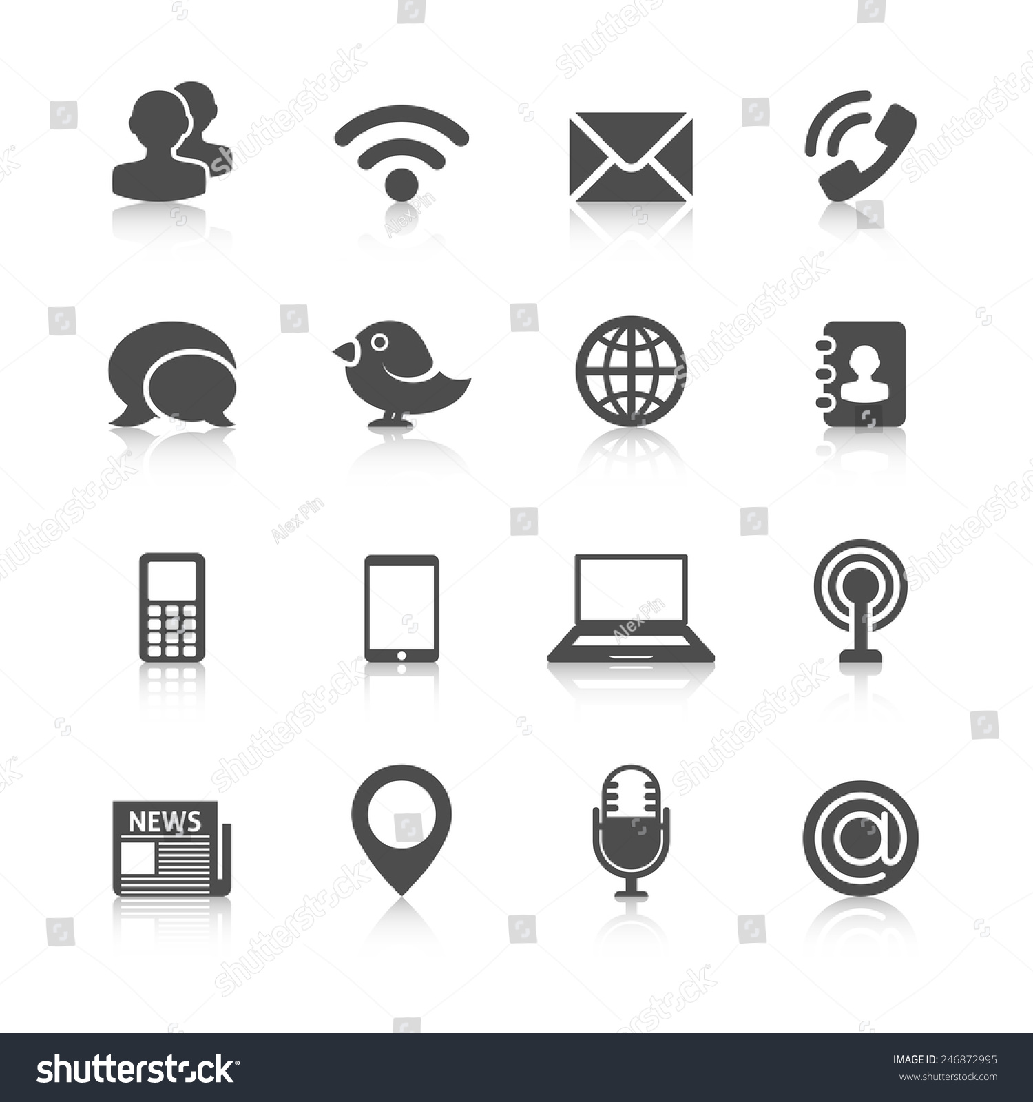 Communication Icons Reflection Stock Vector (Royalty Free) 246872995